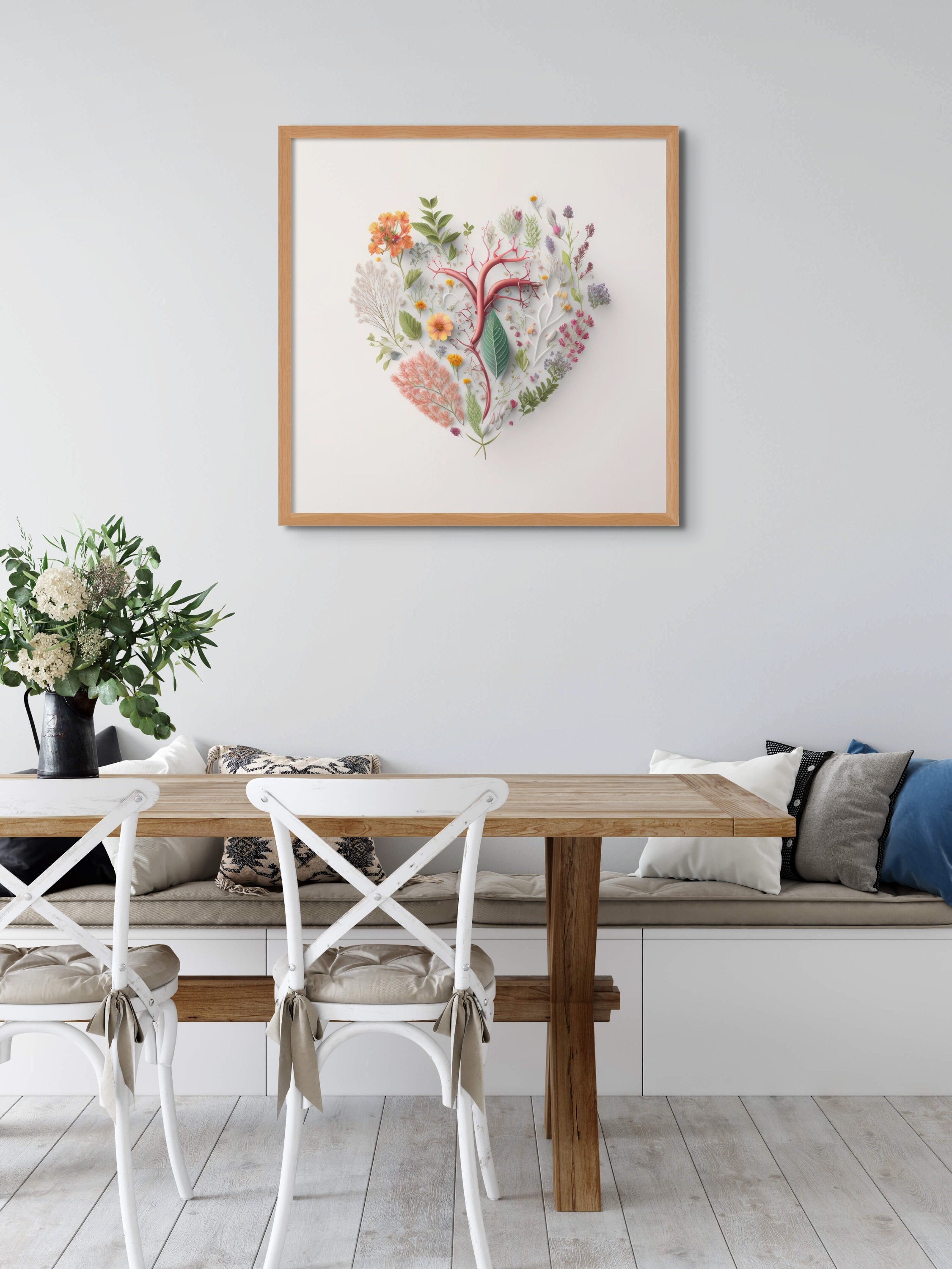 Flower Heart Print Heart of Flowers Printable Heart Poster AI - Etsy