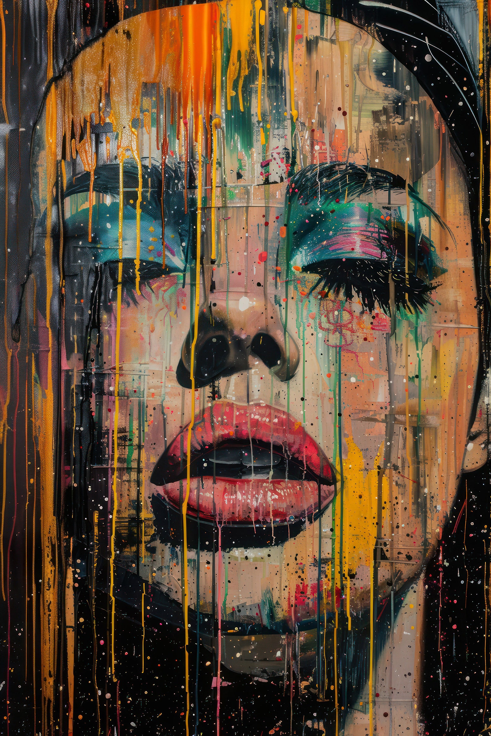 Woman Portrait Print Woman Face Printable Wall Art Painting Female Face ...