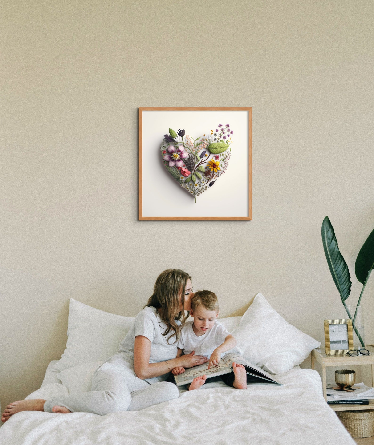 Flower Heart Print Heart of Flowers Printable Heart Poster AI Art Wall ...