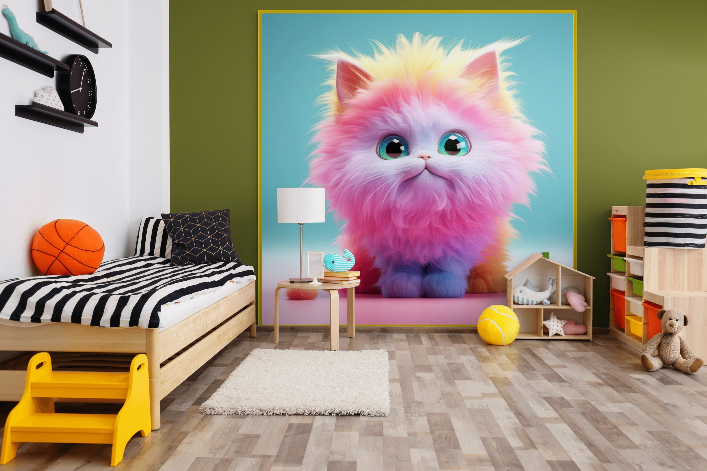 Colorful Cat Printable Cartoon Cat Print Cute Cat Wall Art - Etsy