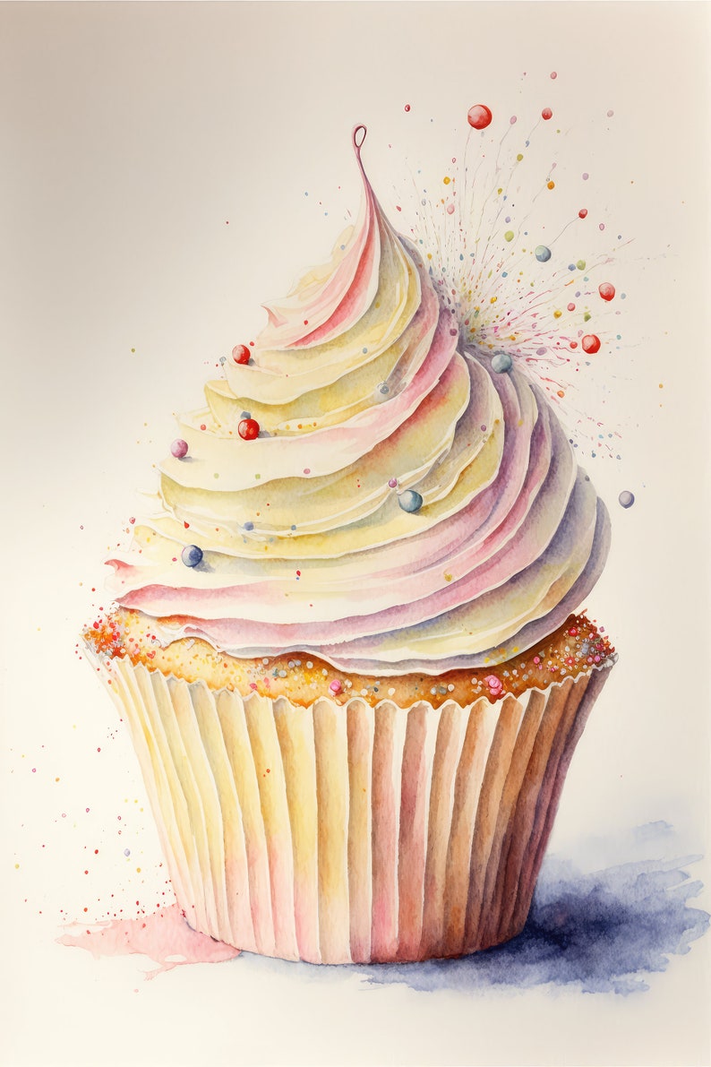 Cupcake Print Vanilla Cupcake Printable Pastry Wall Art - Etsy