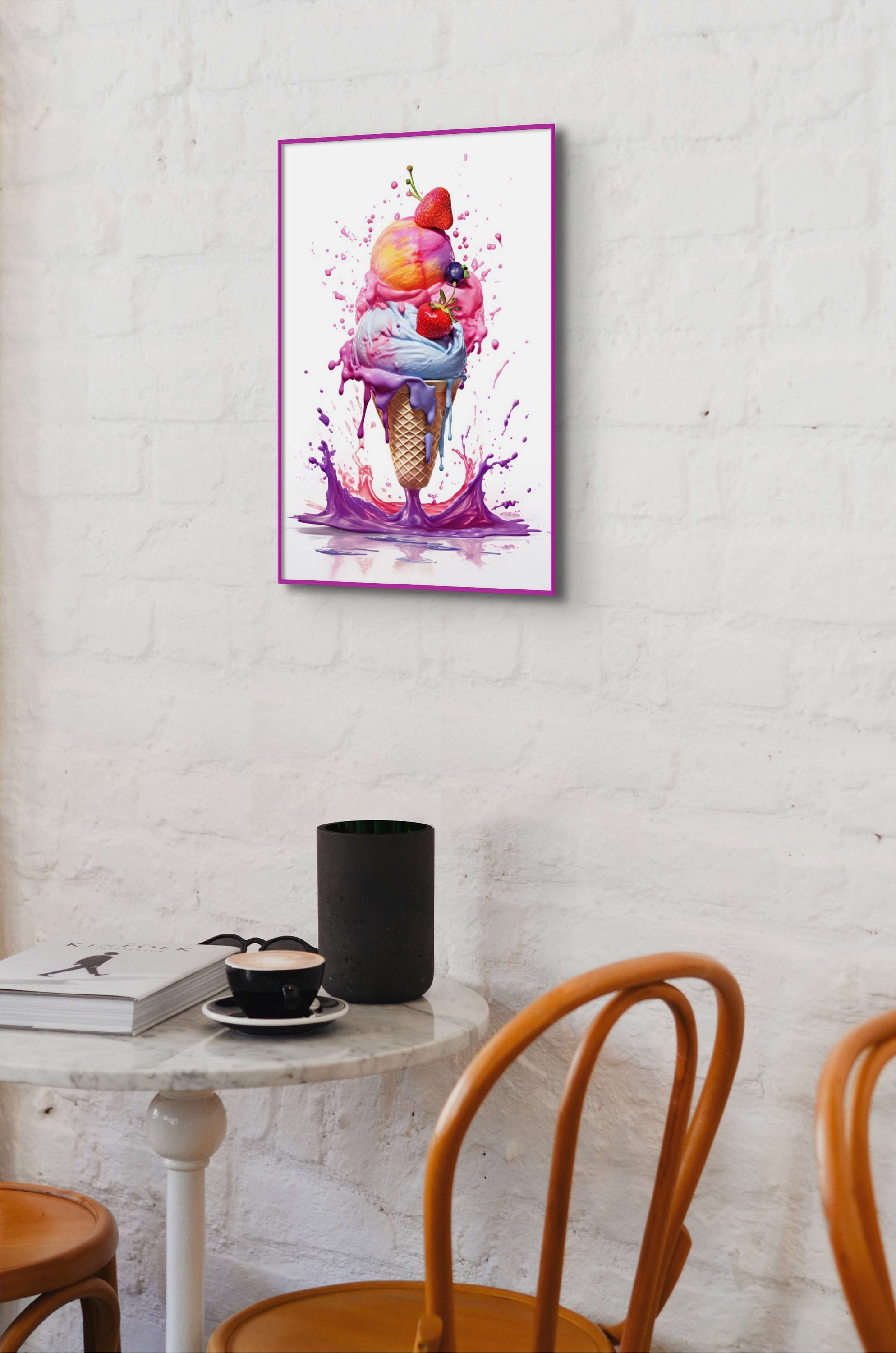 Ice Cream Print Colorful Food Poster Kitchen Wall Art Gelato Artwork ...