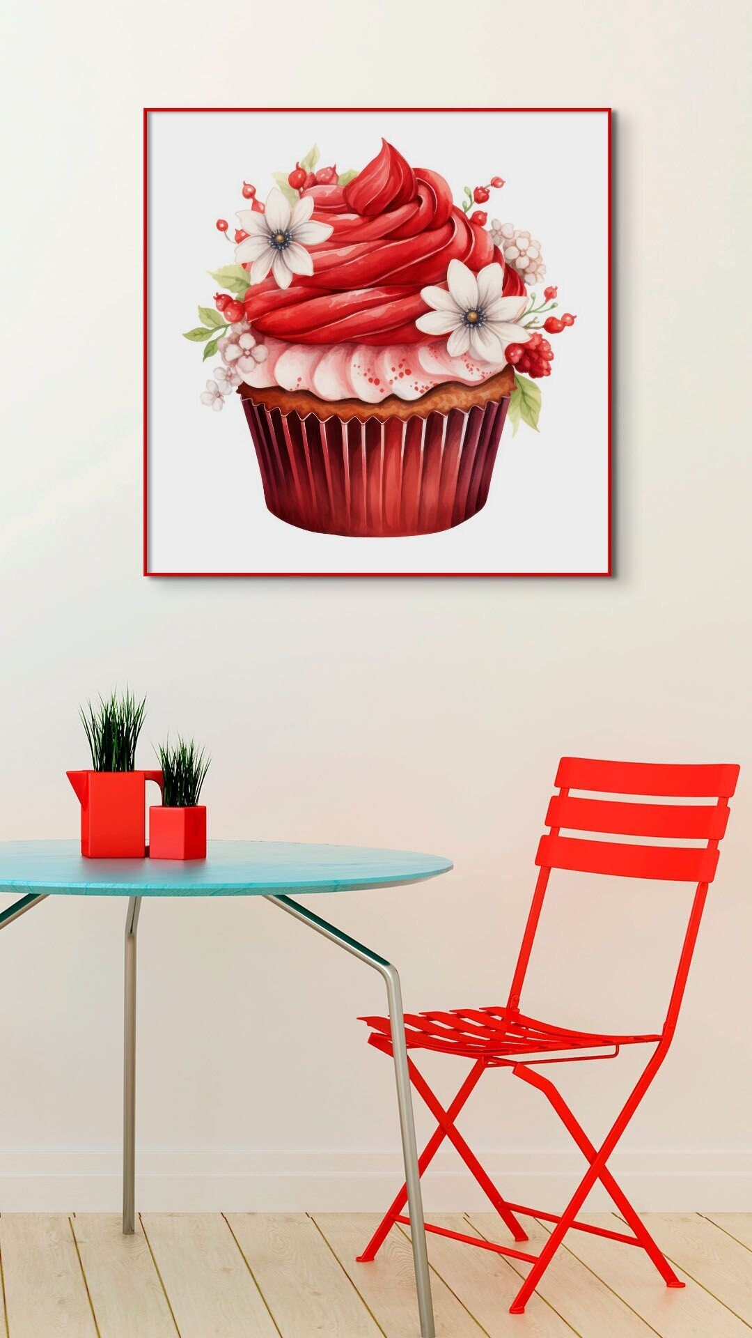 Cupcake Print Red Velvet Cupcake Printable Pastry Wall Art Patisserie ...