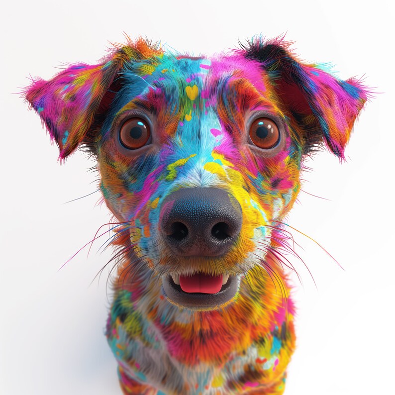 Colorful Dog Printable Colorful Dog Print Dog Wall Art Dog Portrait ...