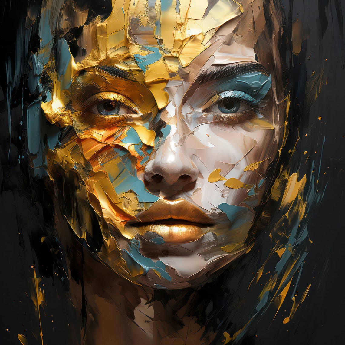 Colorful Woman Portrait Woman Face Wall Art Print Girl Poster - Etsy