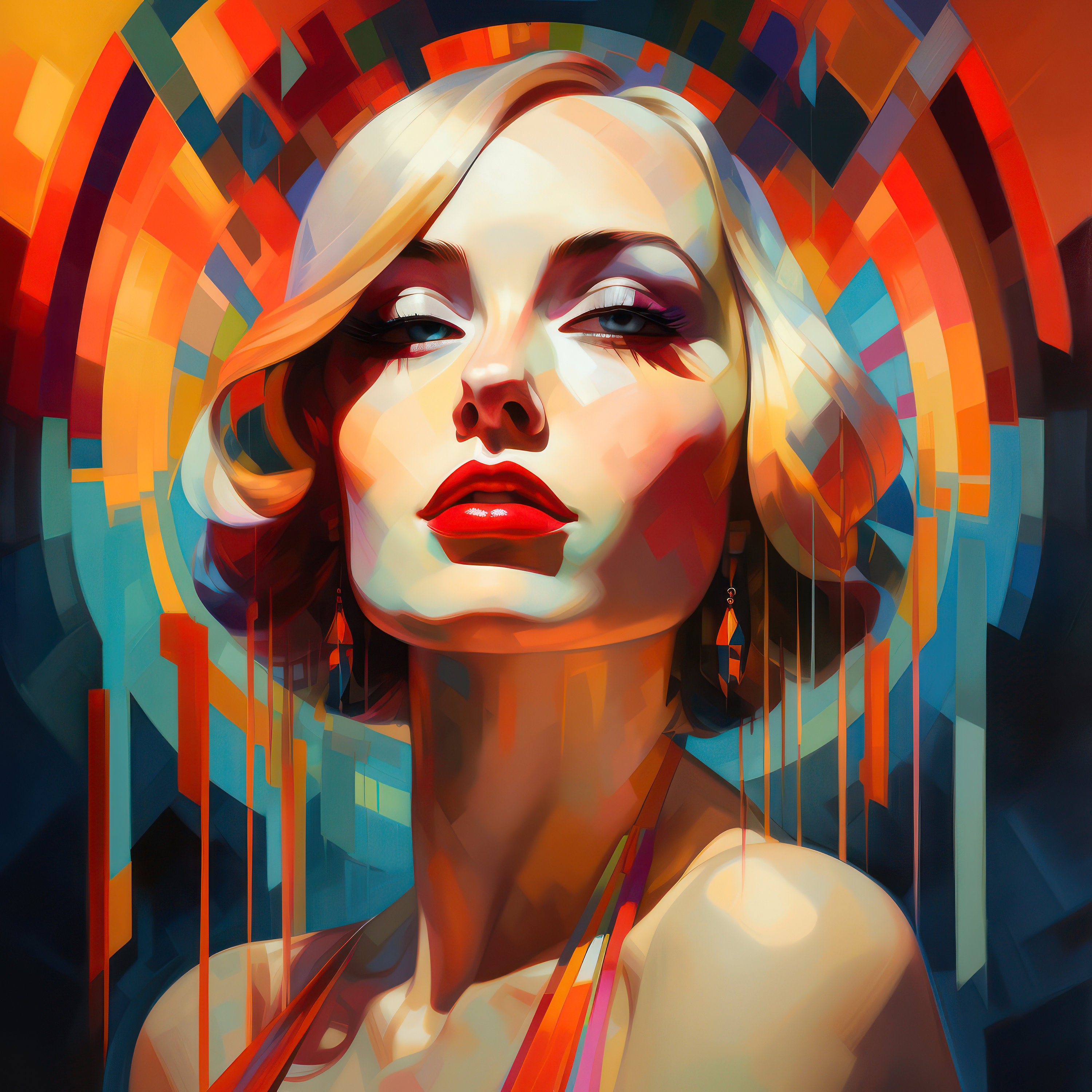 Colorful Woman Portrait Woman Face Wall Art Print Girl Poster - Etsy