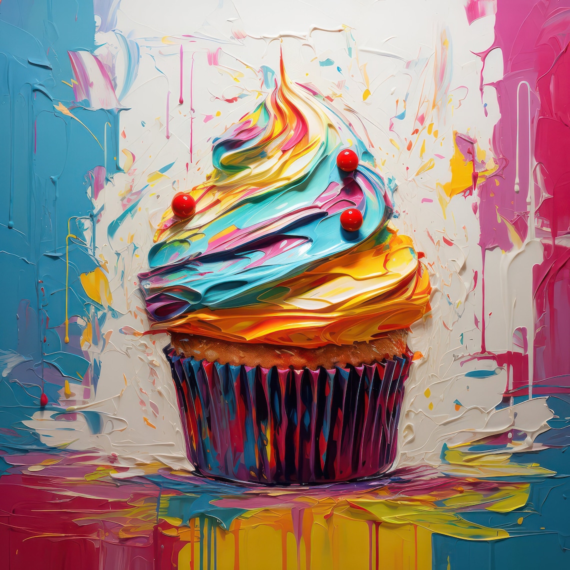 Colorful Cupcake Print Cupcake Printable Pastry Poster Patisserie Wall ...