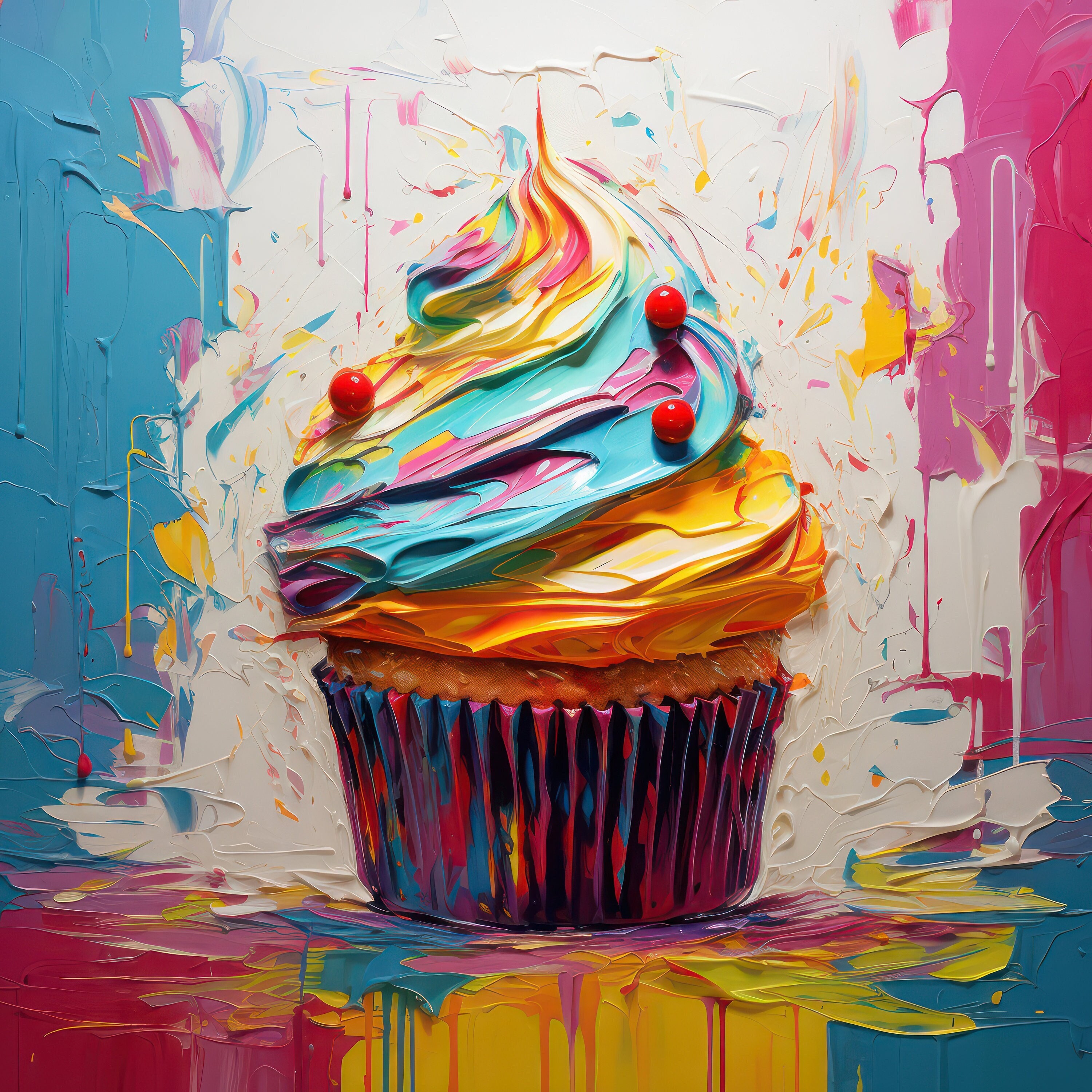 Colorful Cupcake Print Cupcake Printable Pastry Poster Patisserie Wall ...