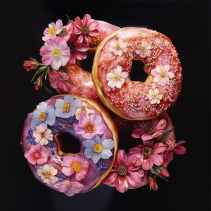 Colorful Donut Print Donut Printable Pastry Patisserie Wall Art Kitchen ...