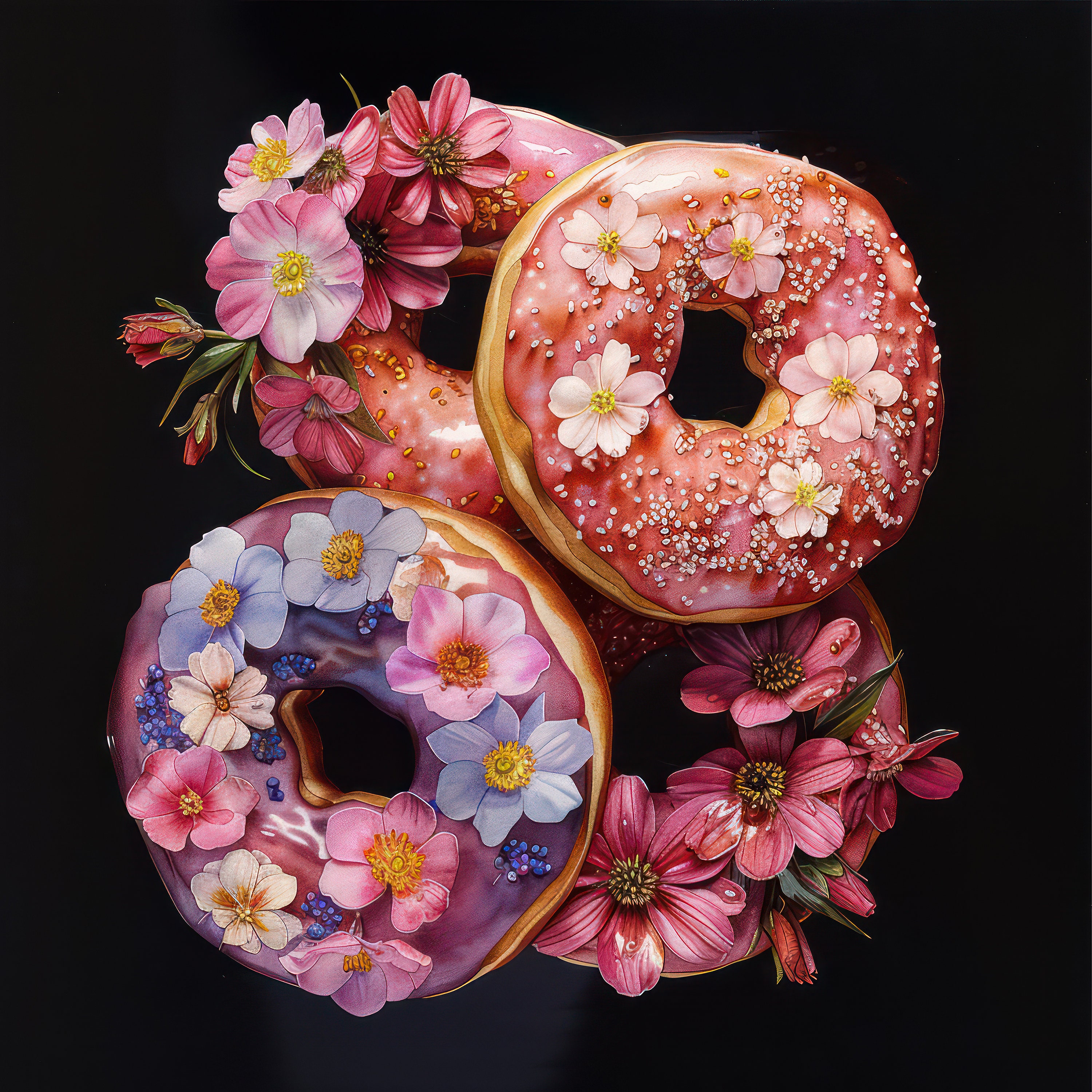 Colorful Donut Print Donut Printable Pastry Patisserie Wall Art Kitchen ...