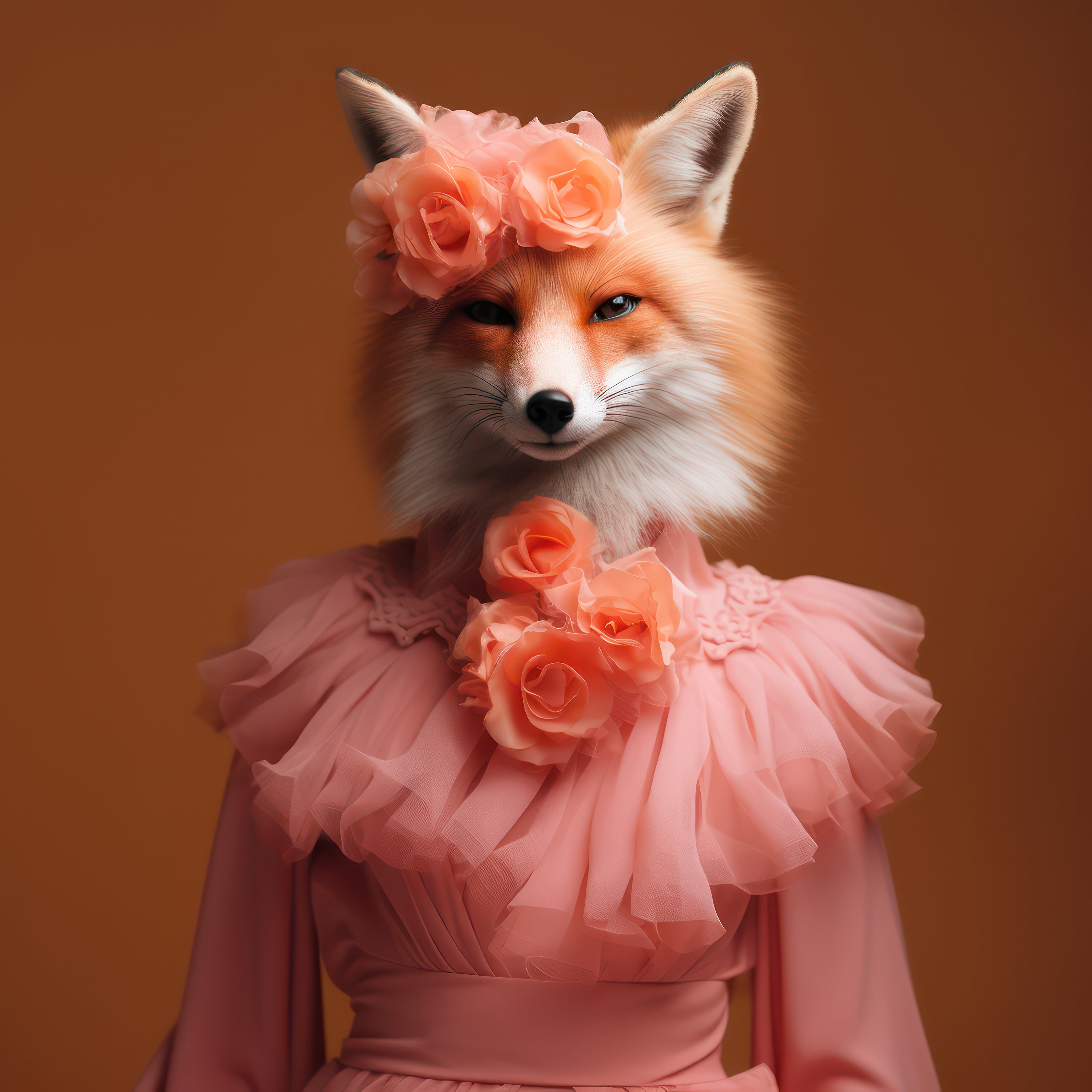 Fox Portrait Printable Colorful Fox Print Pastel Fox in Clothes Wall ...