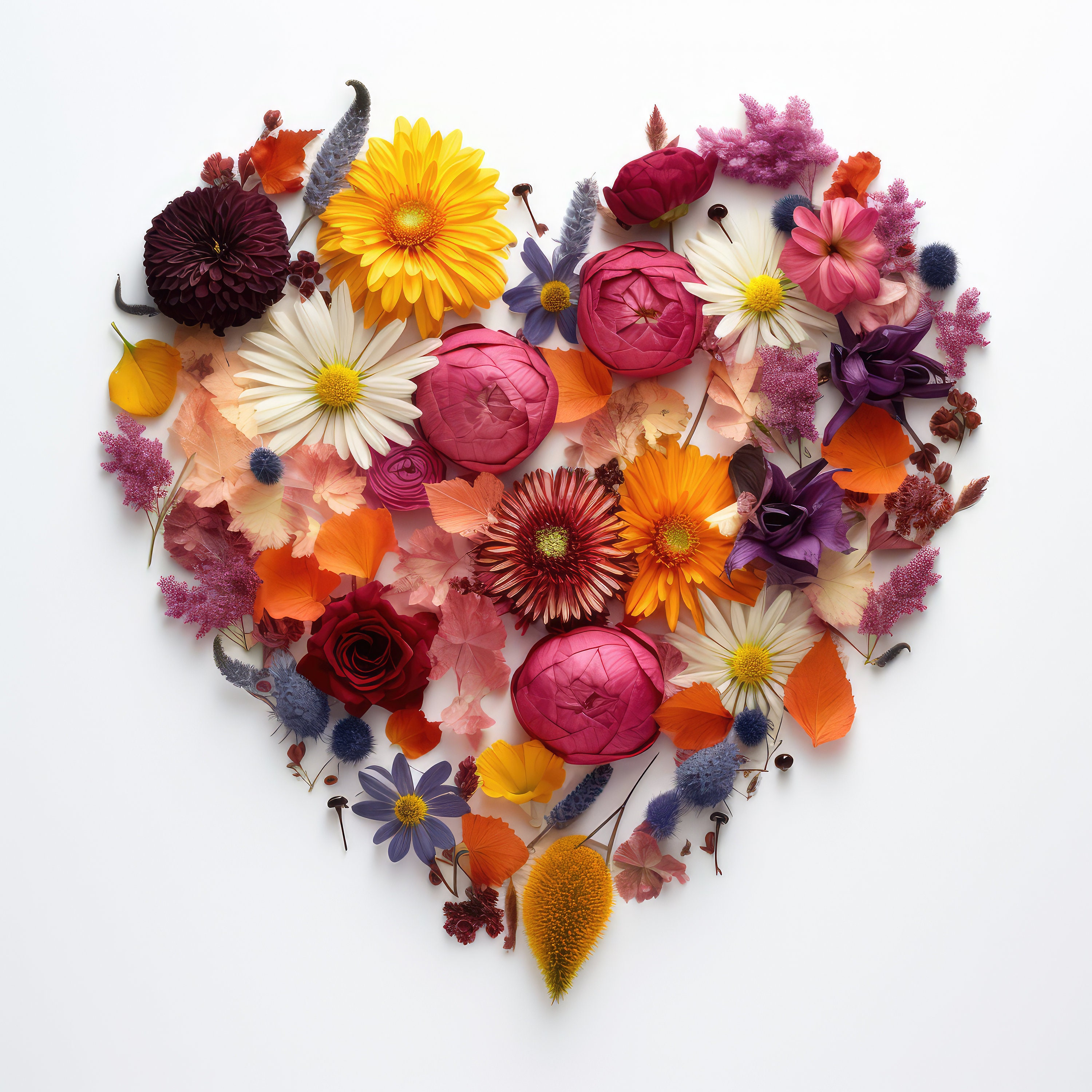 Flower Heart Print Heart of Flowers Printable Heart Poster AI Art Wall ...