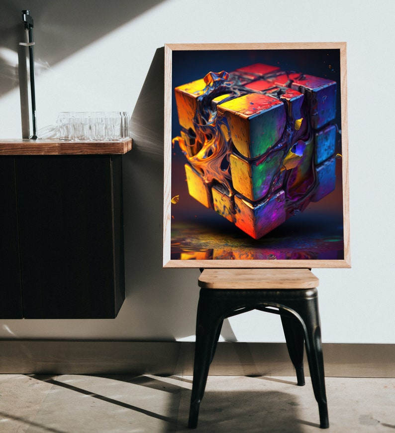 Rubik Cube Printable Rubik Cube Print Colorful Wall Art Download ...