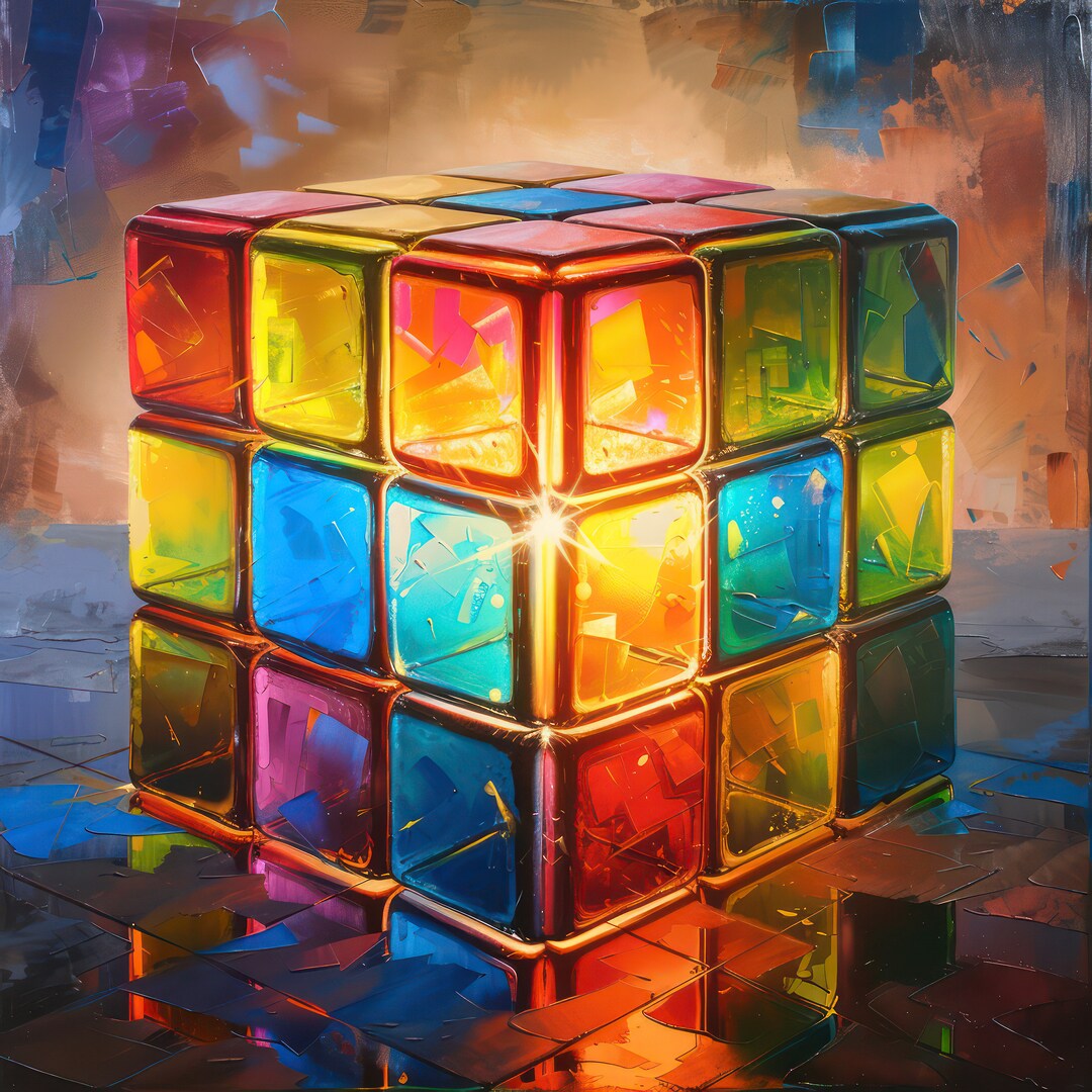 Rubik Cube Printable Rubik Cube Print Colorful Wall Art Download ...