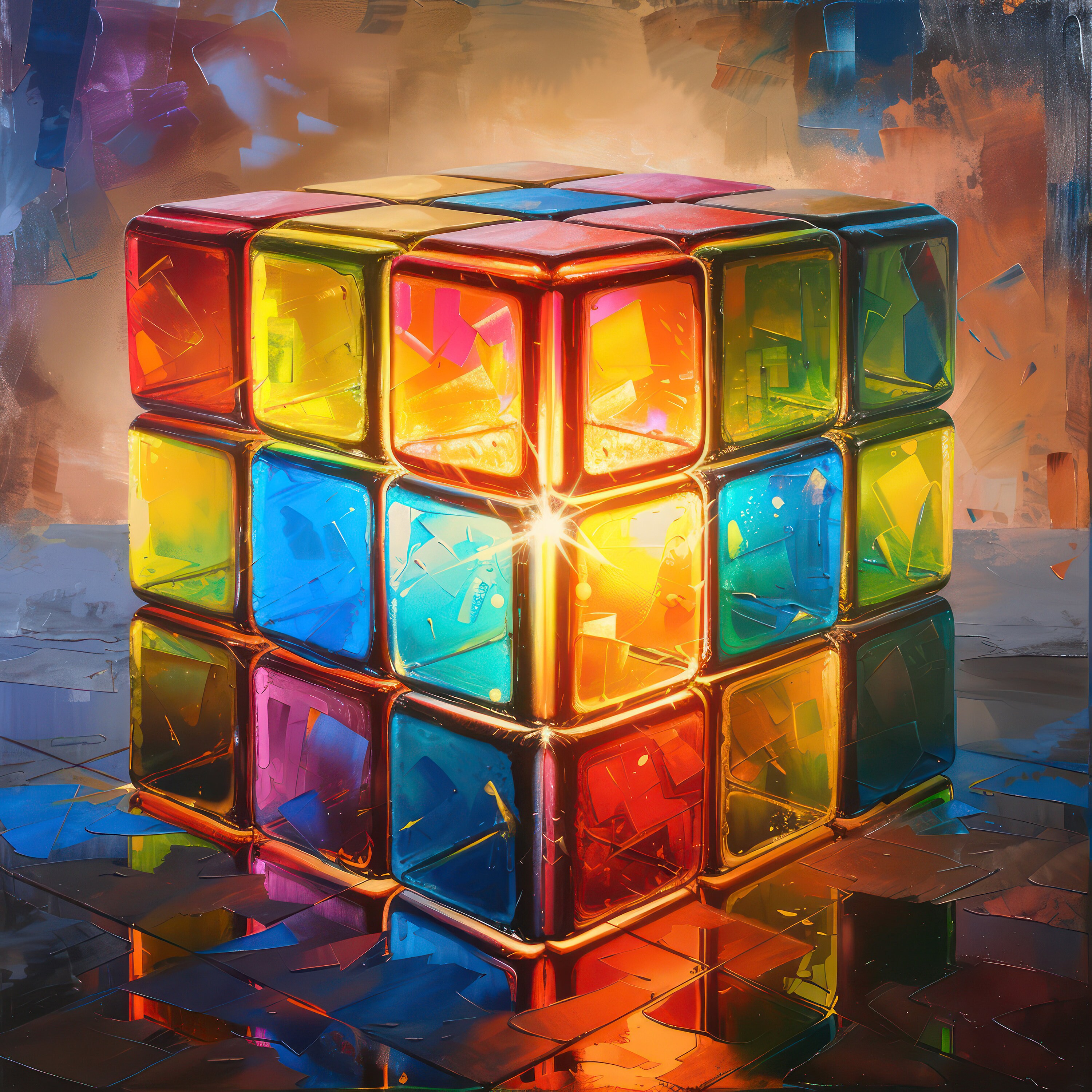 Rubik Cube Printable Rubik Cube Print Colorful Wall Art Download Futuristic Picture Abstract ...