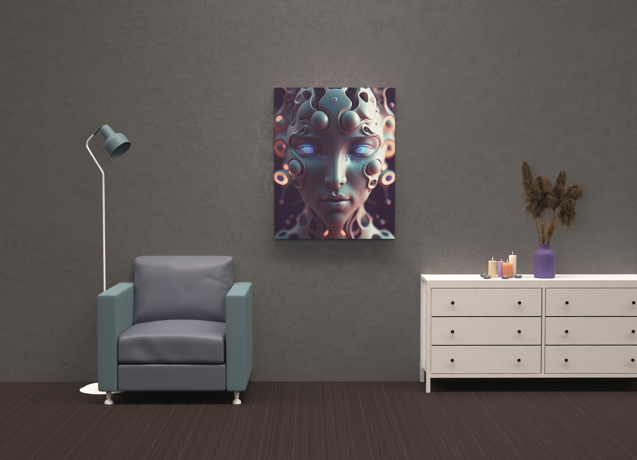 Robot Girl Print Cyborg Girl Cybernetic Poster Futuristic Printable Sci Fi Wall Art Home Décor