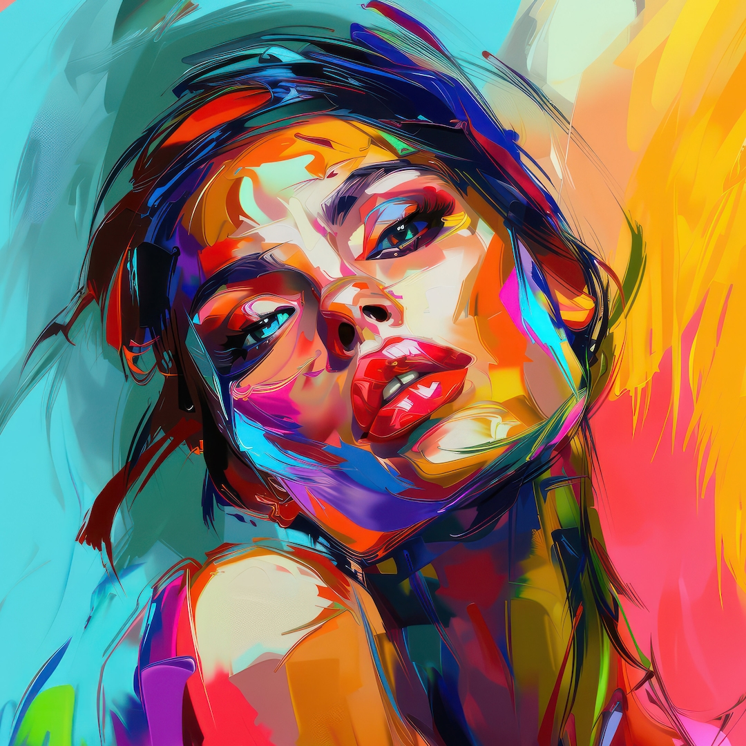 Colorful Woman Portrait Wall Art Print Abstract Girl Poster Home Decor ...