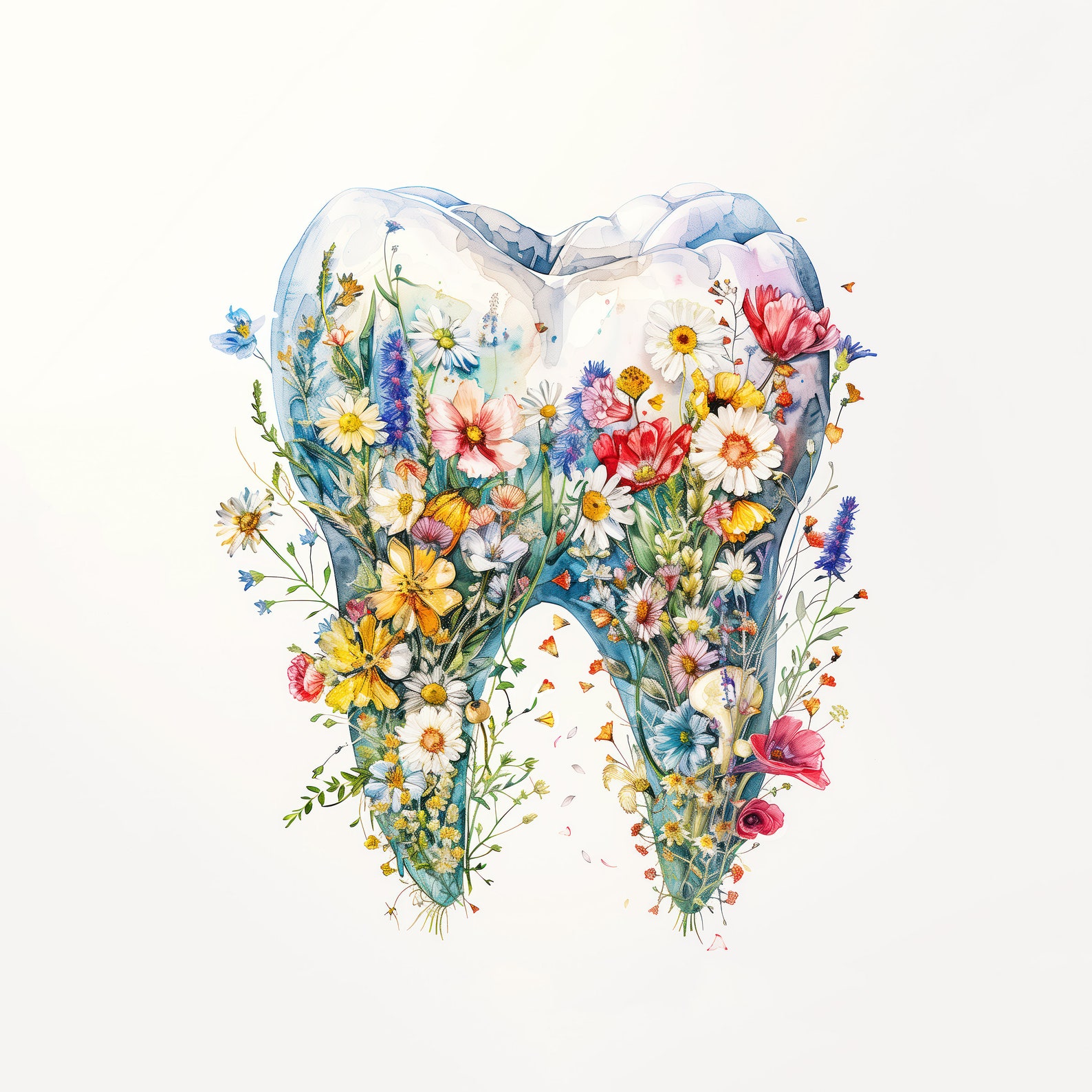 Tooth Print Dental Printable Dentist Office Wall Art Organ Drawing ...