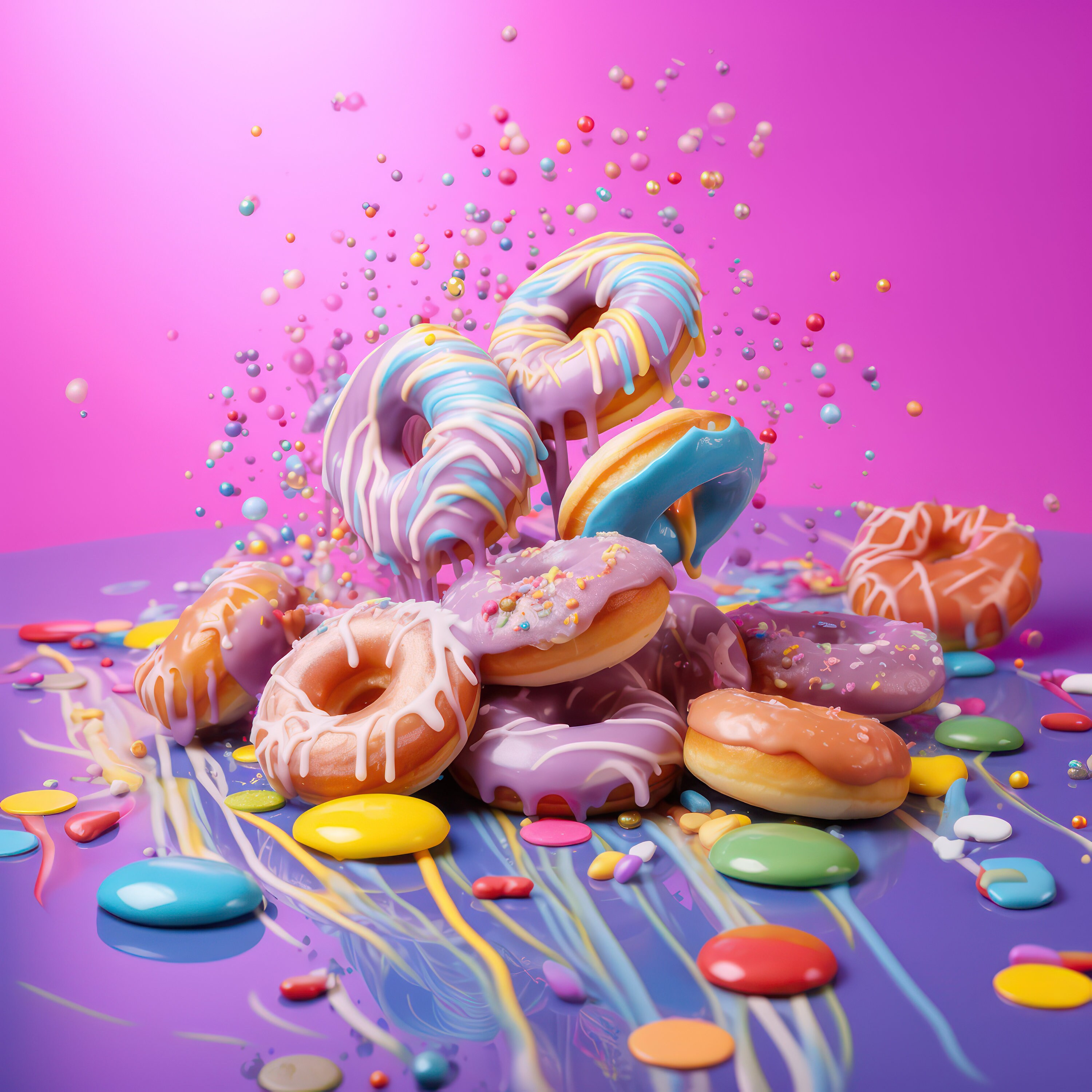 Colorful Donut Print Donut Printable Pastry Patisserie Wall Art Kitchen ...