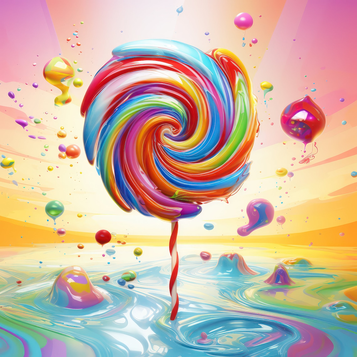Lollipop Print Colorful Lollipop Food Poster Kitchen Wall Art Lolli ...