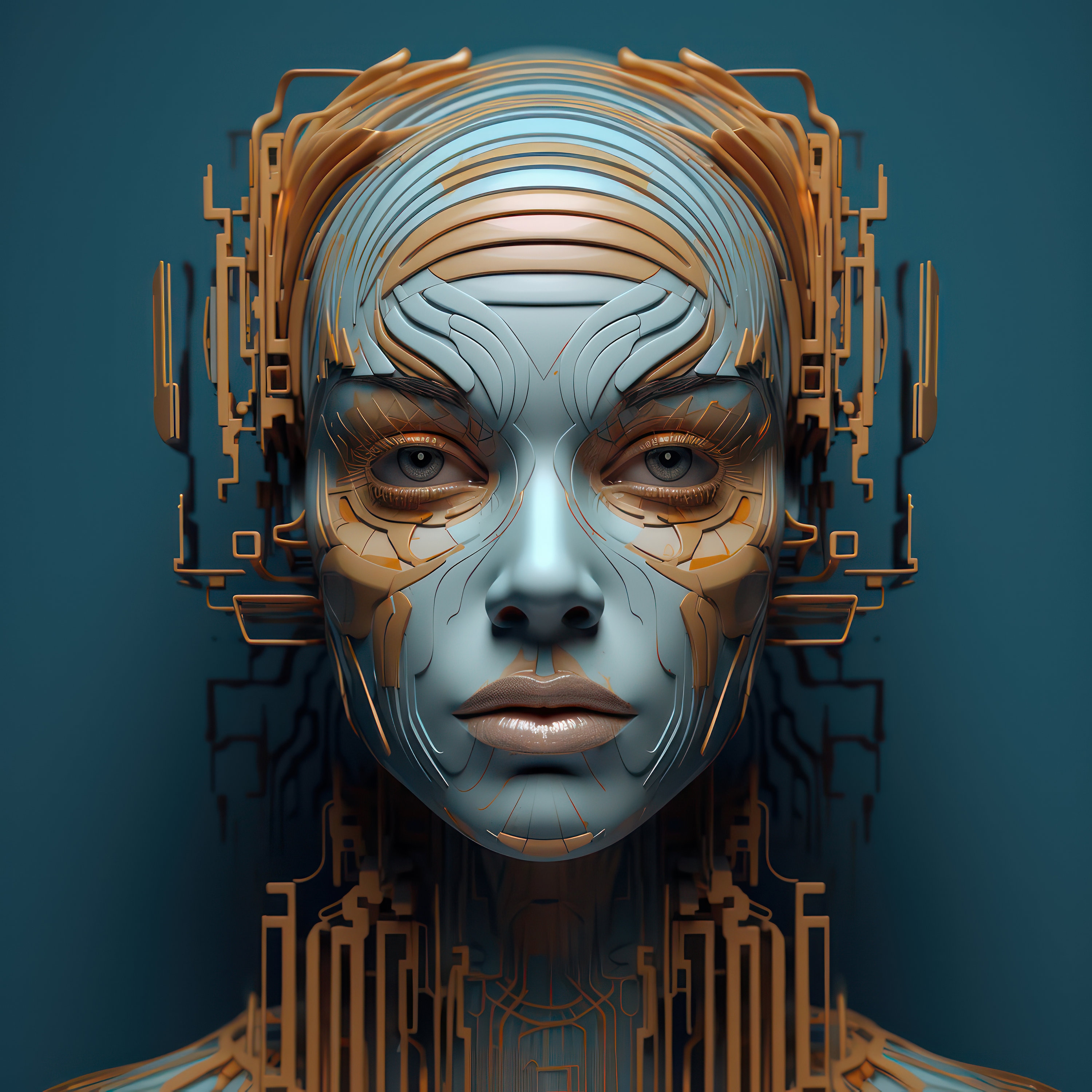 Woman Portrait Woman Face Printable Print Female Face Poster Girl Robot ...