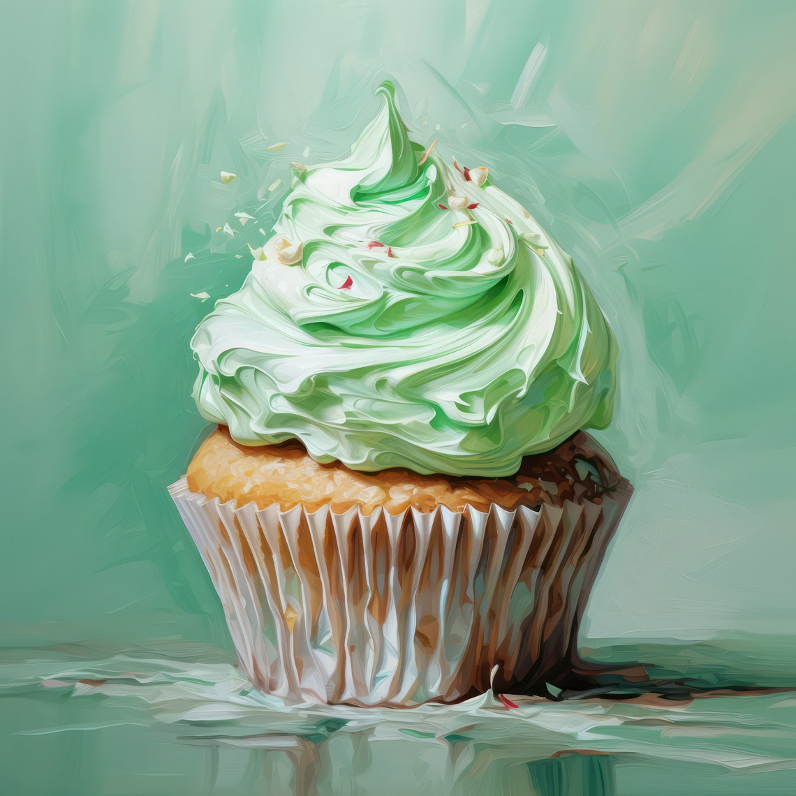 Cupcake Print Mint Cupcake Printable Pastry Wall Art Patisserie Kitchen ...