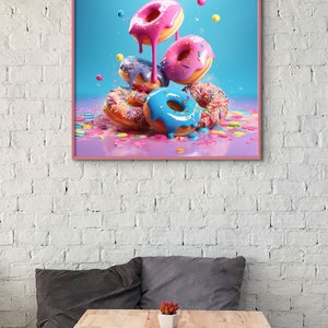 Colorful Donut Print Donut Printable Pastry Patisserie Wall Art Kitchen ...