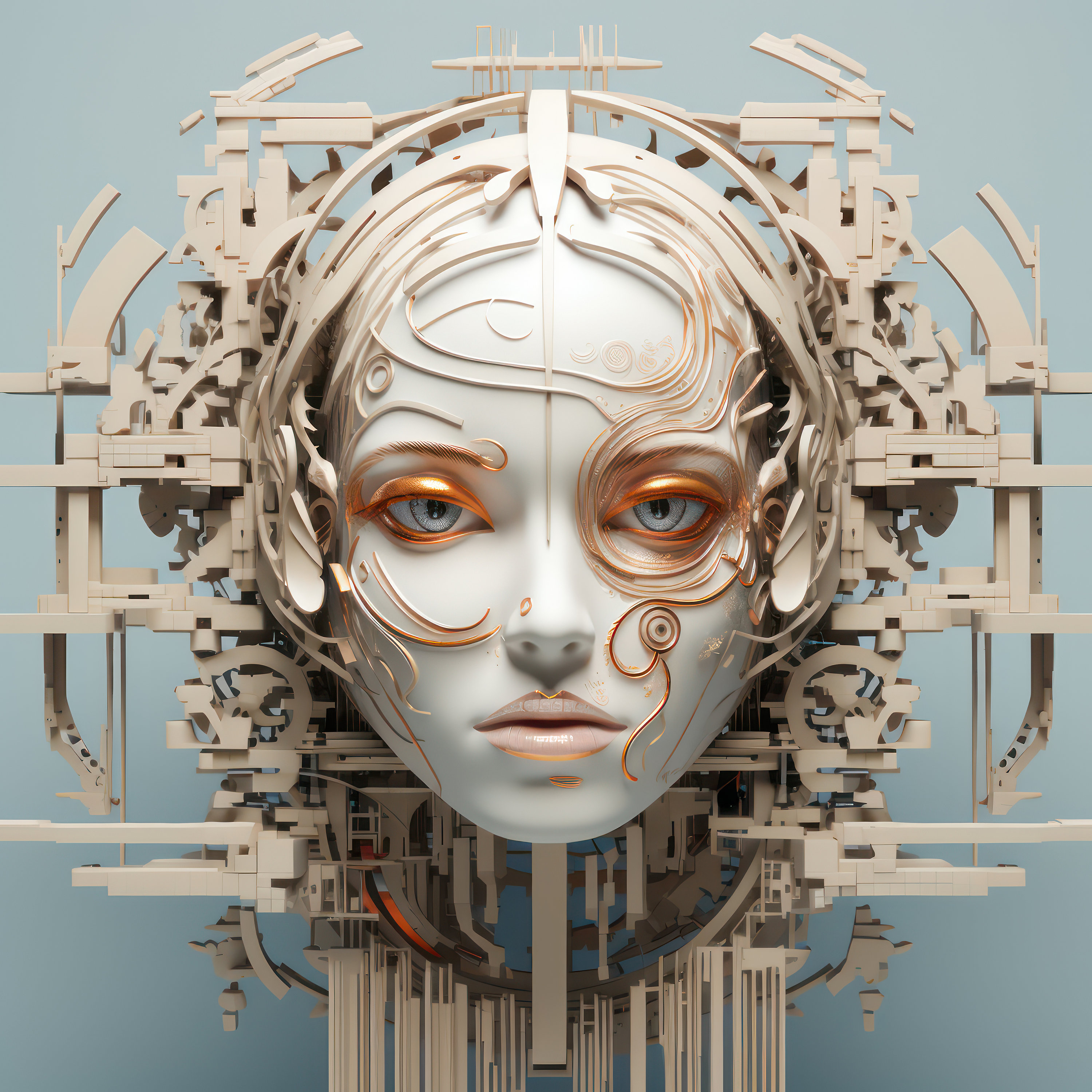 Woman Portrait Woman Face Printable Print Female Face Poster Girl Robot ...