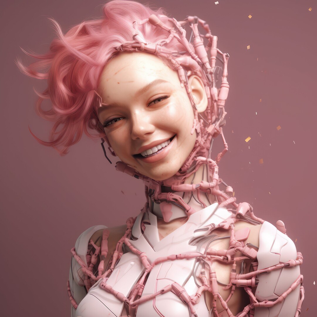 Pink Robot Girl Print Robot Woman Printable Female Android - Etsy