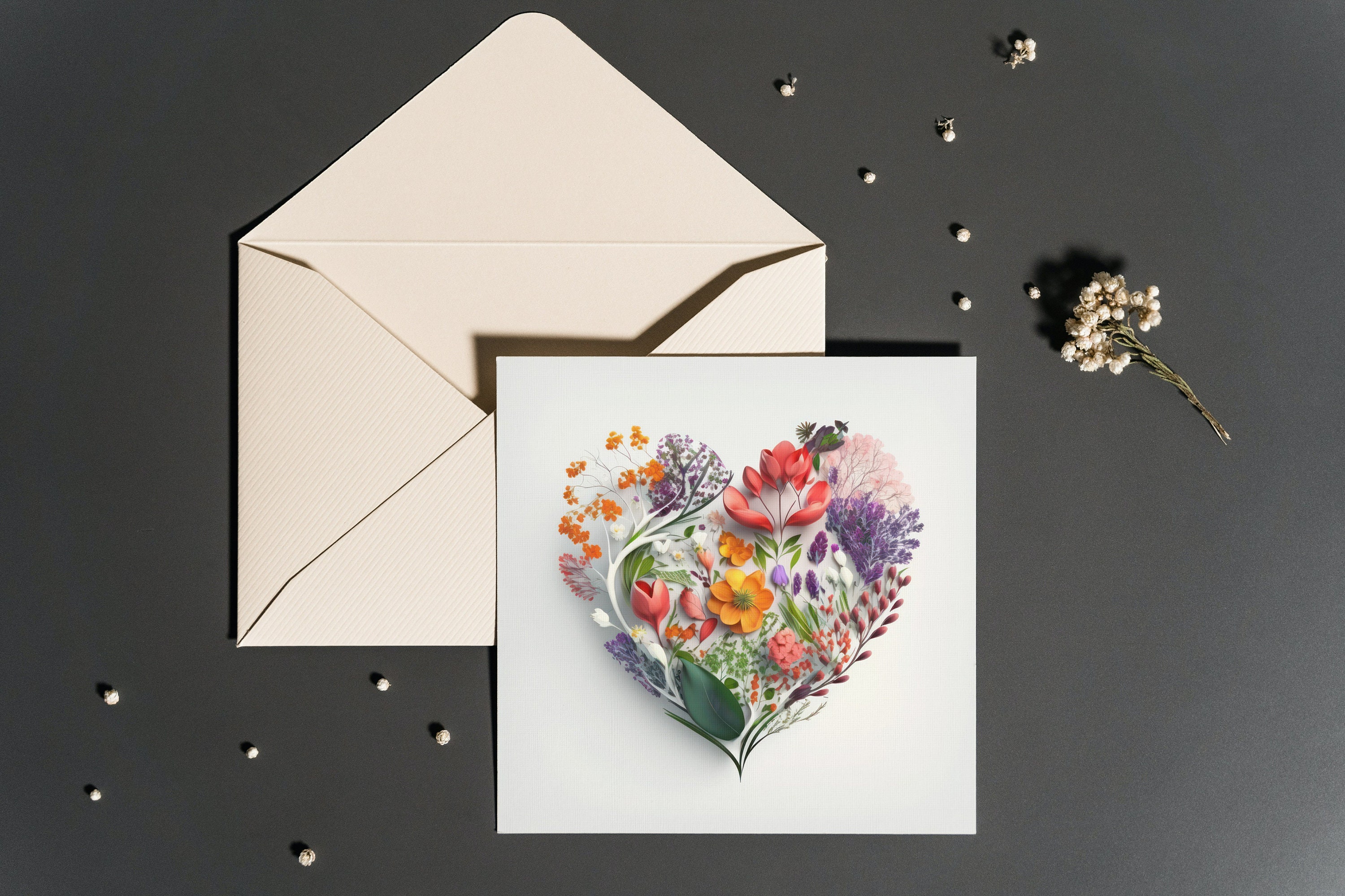 Flower Heart Print Heart of Flowers Printable Heart Poster AI Art Wall ...