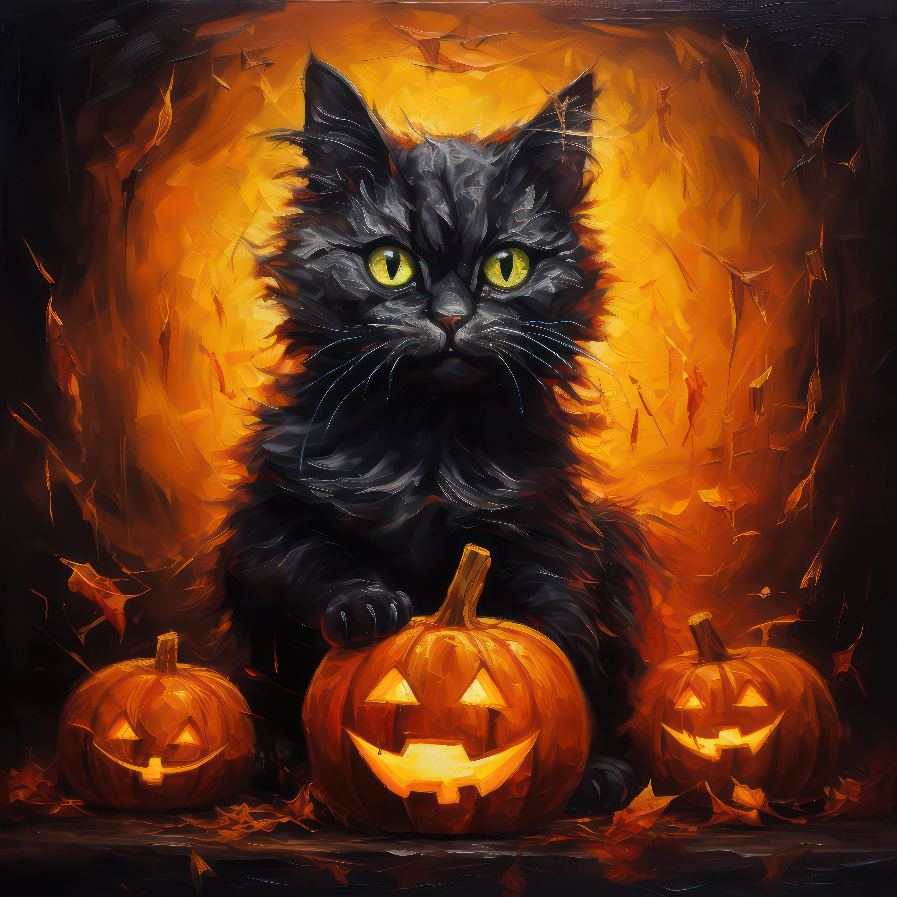 Halloween Cat Print Halloween Black Cat Printable Pumpkin Poster All ...