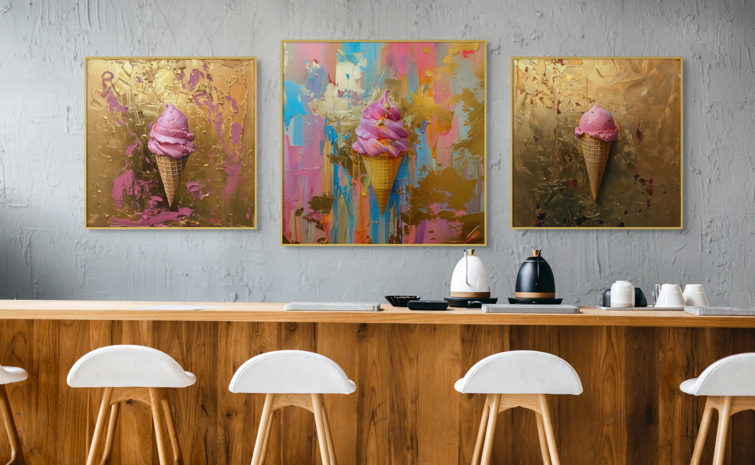 Ice Cream Print Colorful Food Poster Kitchen Wall Art Gelato Artwork ...