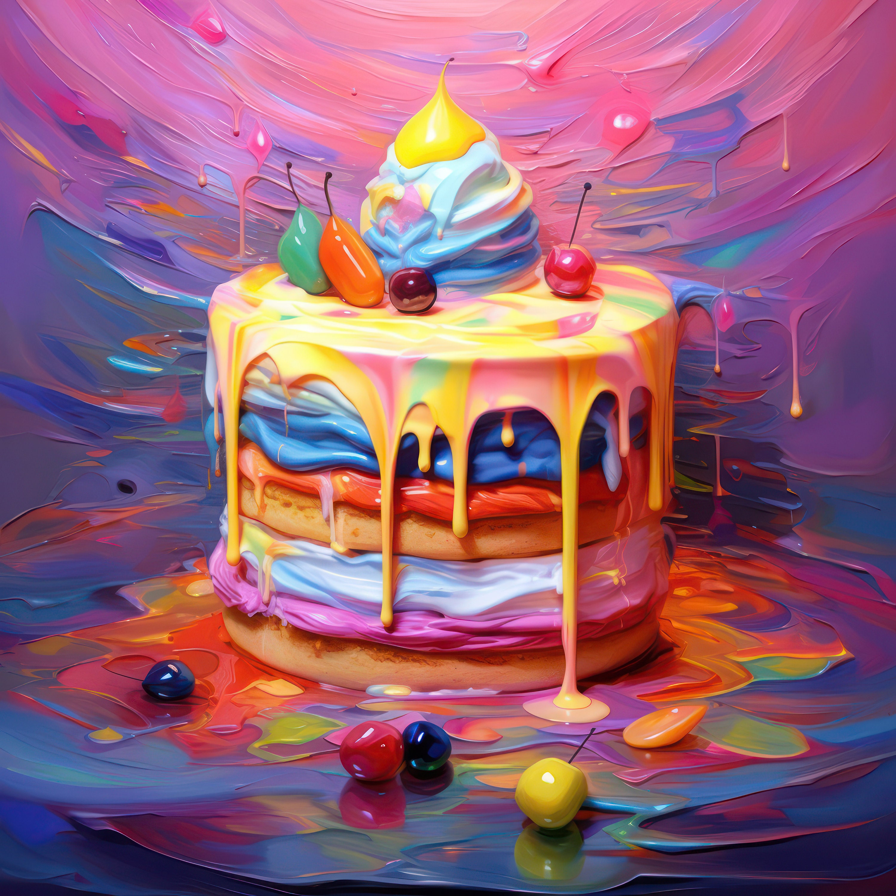 Colorful Cake Print Cake Printable Pastry Poster Patisserie Picture Oil ...