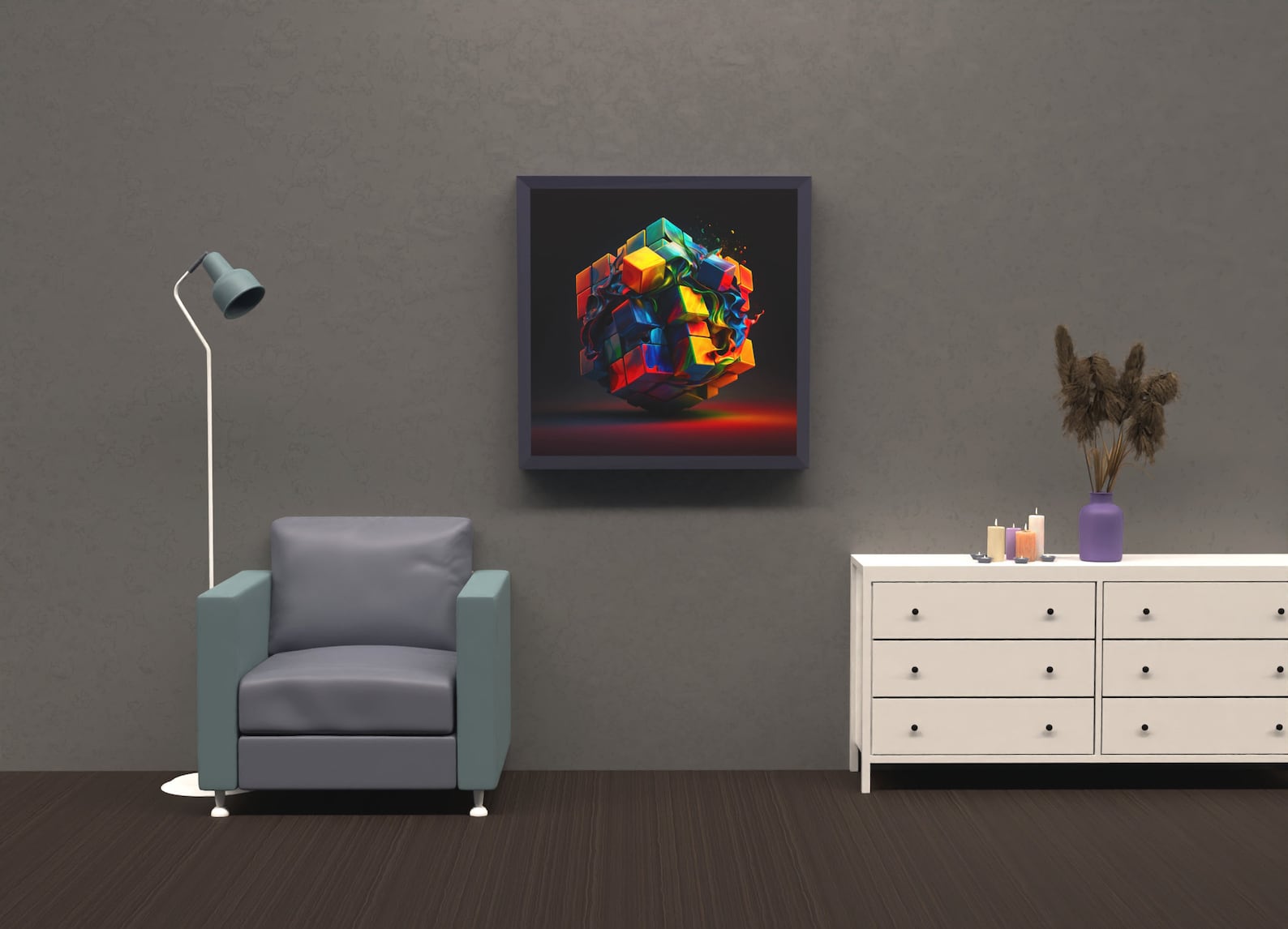 Rubik Cube Printable Rubik Cube Print Colorful Wall Art Download ...