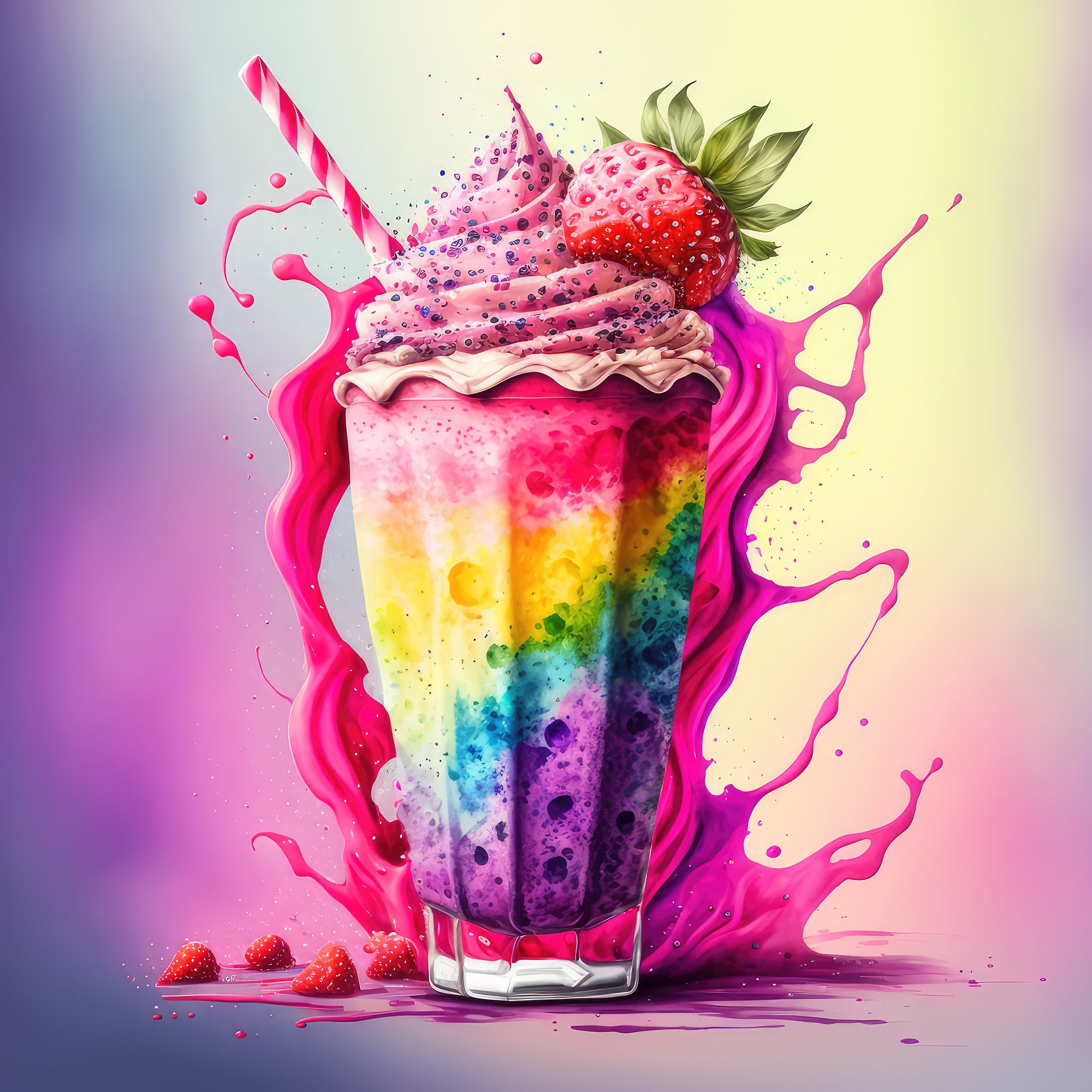 Smoothie Print Smoothie Printable Strawberry Smoothie Poster Ananas ...