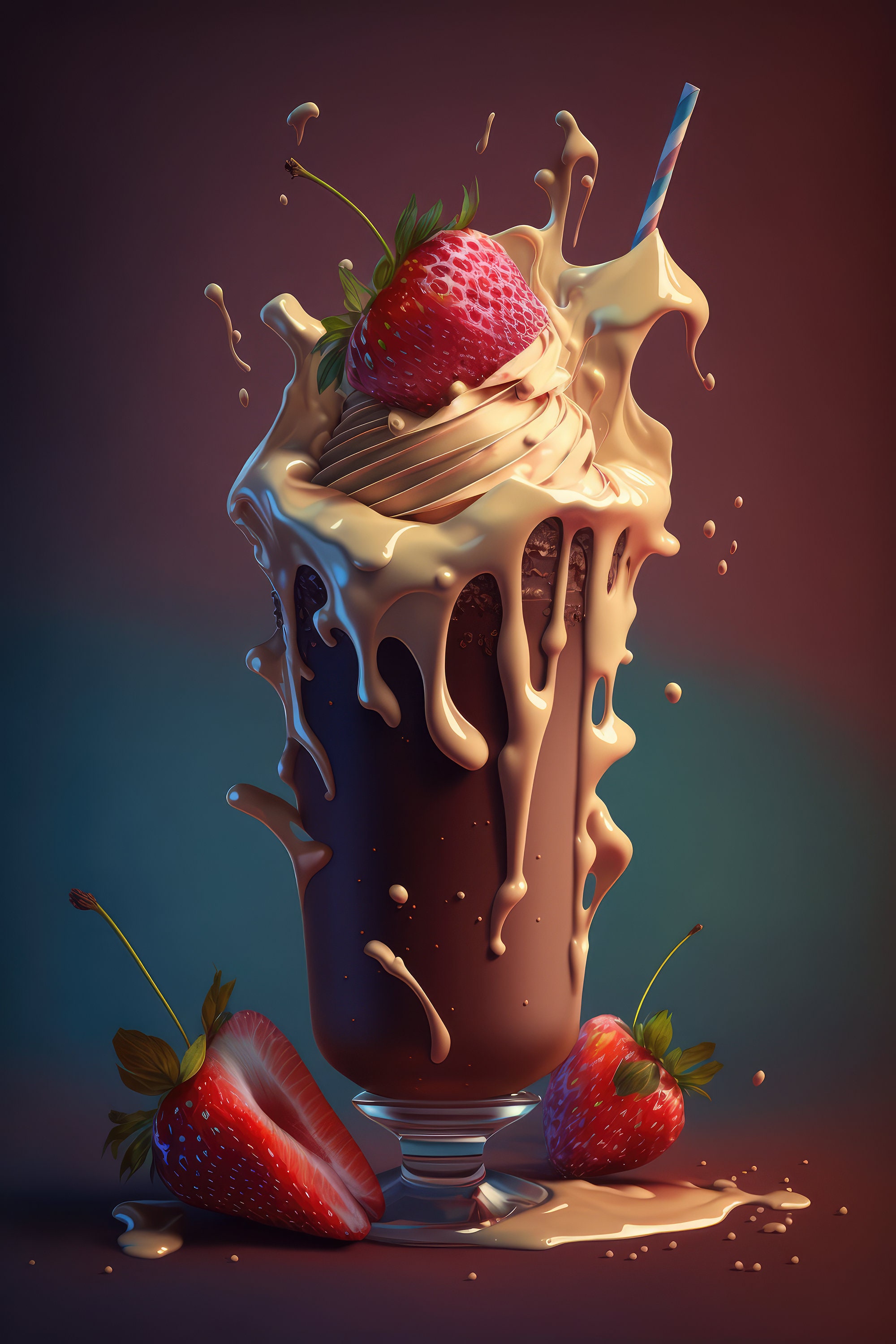 Smoothie Print Smoothie Printable Strawberry Chocolate Banana - Etsy