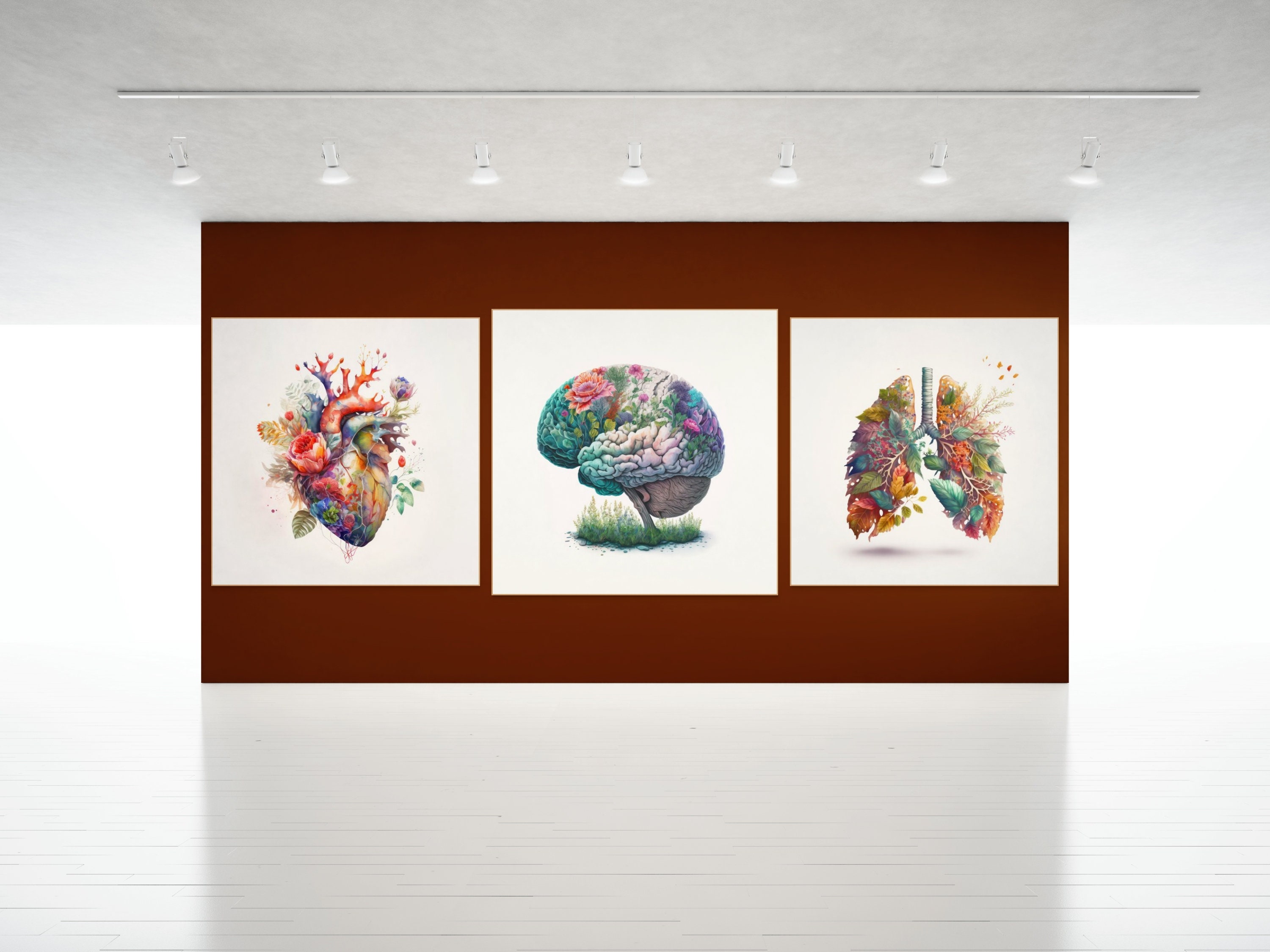 Human Heart Brain Lungs Print Anatomical Printable Anatomic Wall Art ...