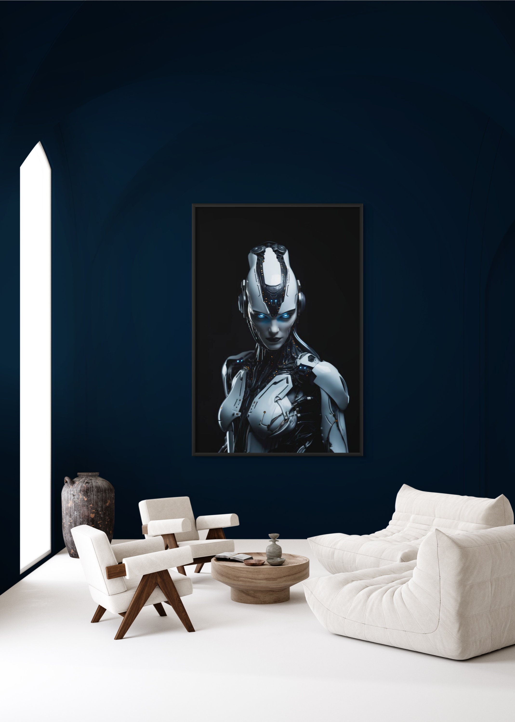 White Robot Girl Print Cyborg Girl Cybernetic Poster Futuristic ...