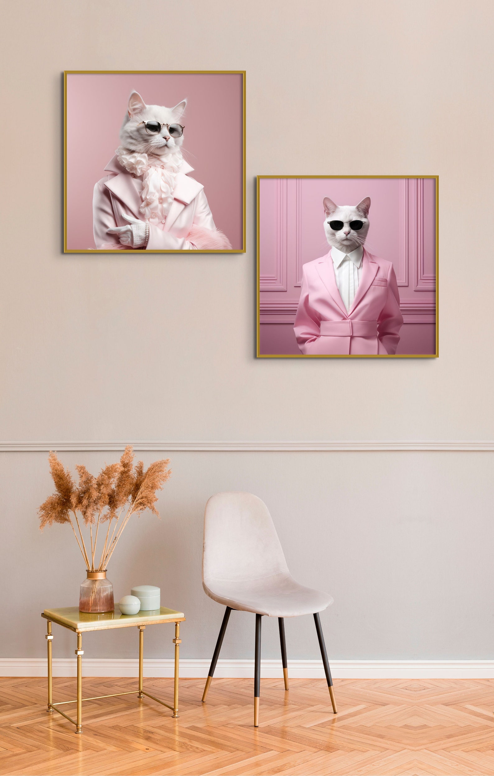 Cat Portrait Printable Colorful Cat Print Pastel Cat in - Etsy