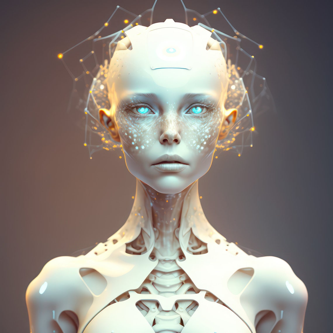 White Robot Girl Print Cyborg Girl Cybernetic Poster - Etsy