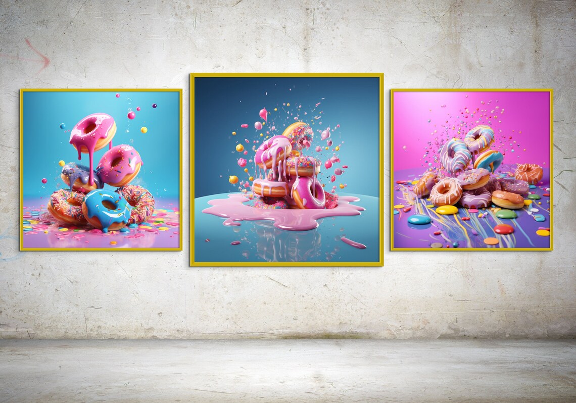 Colorful Donut Print Donut Printable Pastry Patisserie Wall Art Kitchen ...