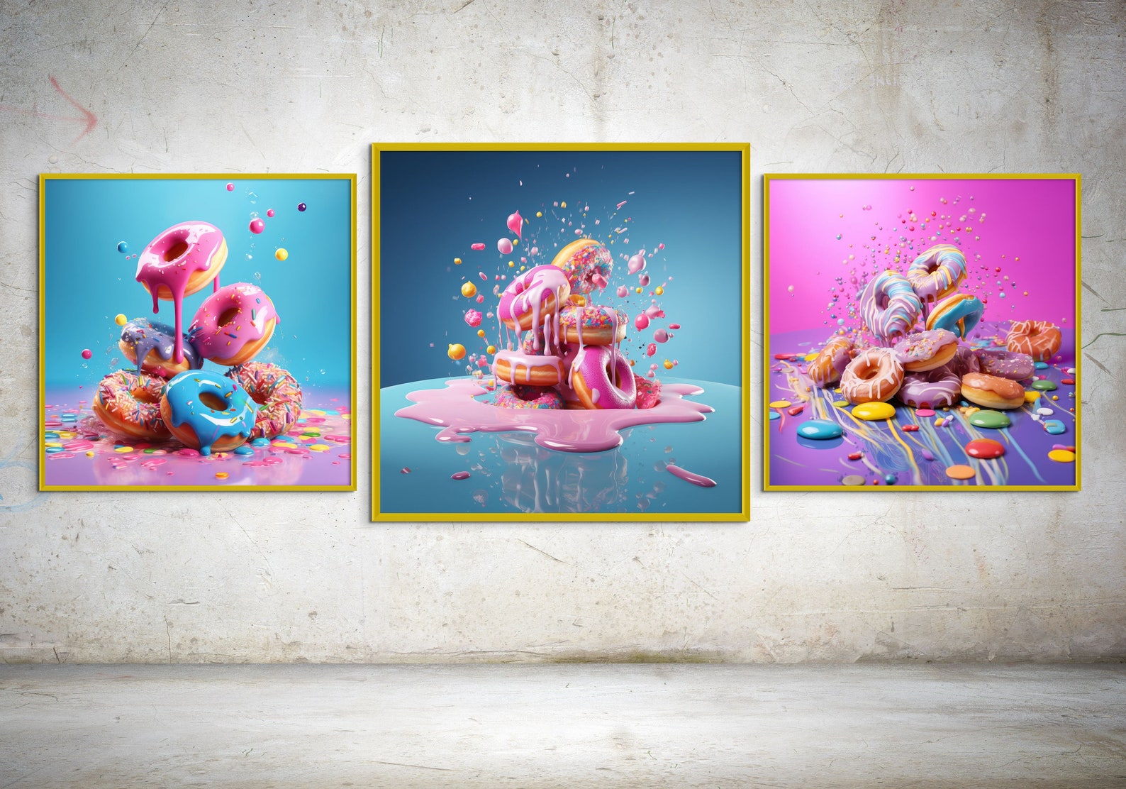 Colorful Donut Print Donut Printable Pastry Patisserie Wall Art Kitchen ...