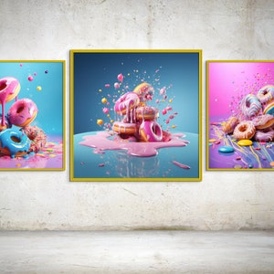 Colorful Donut Print Donut Printable Pastry Patisserie Wall Art Kitchen ...