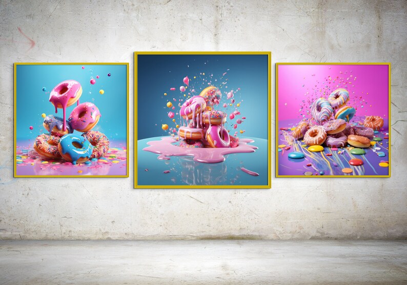 Colorful Donut Print Donut Printable Pastry Patisserie Wall Art Kitchen ...