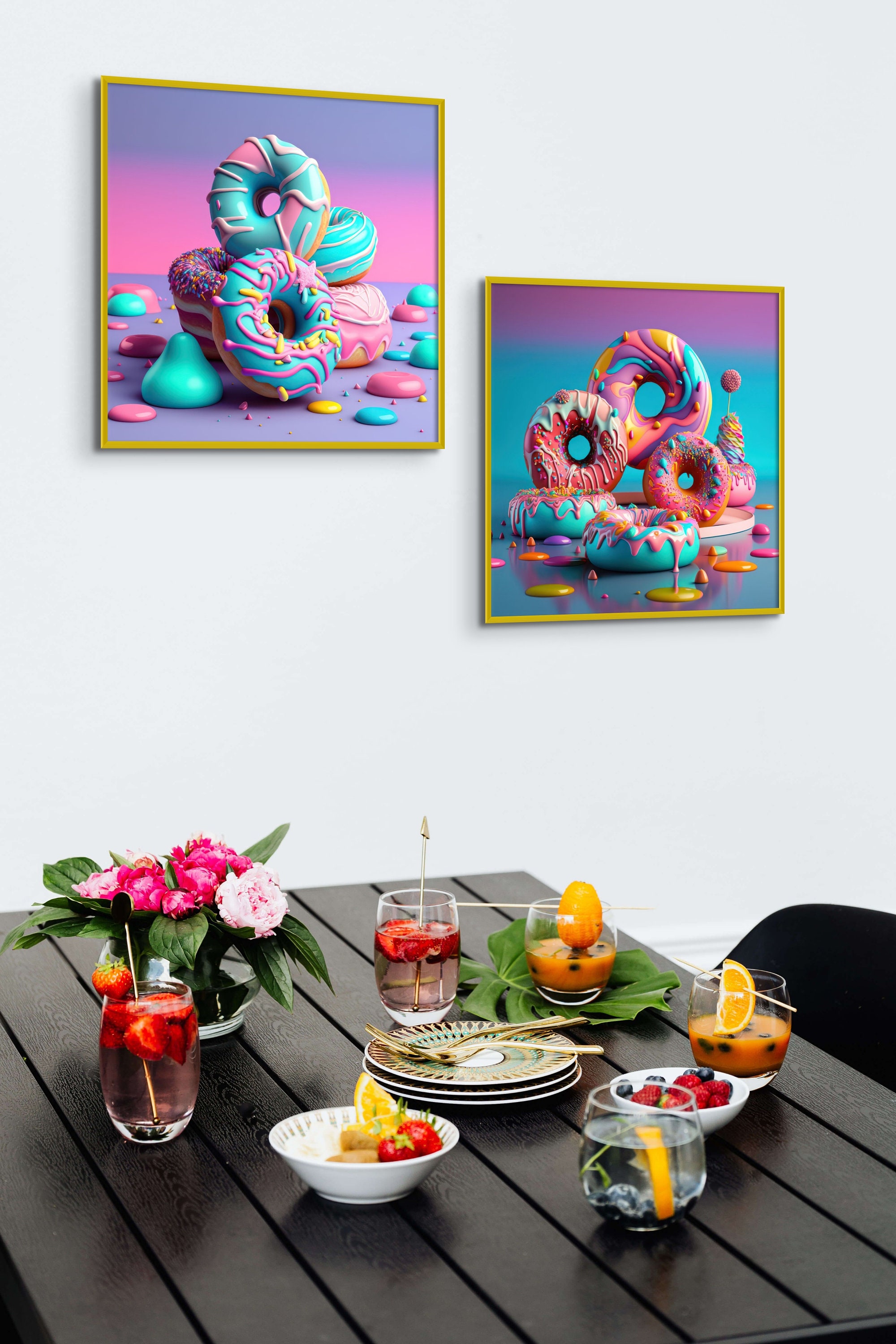 Colorful Donut Print Donut Printable Pastry Patisserie Wall Art Kitchen ...