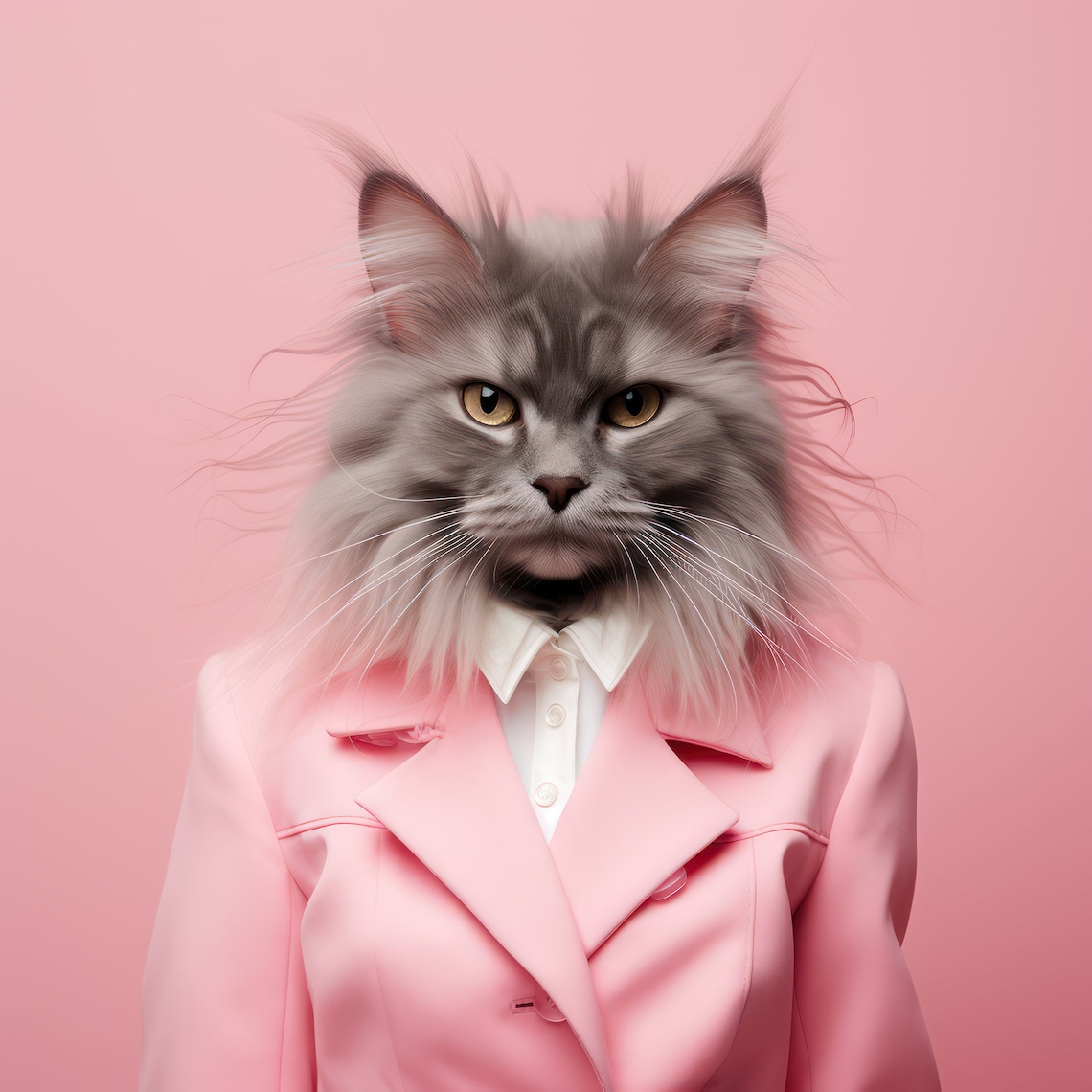 Cat Portrait Printable Colorful Cat Print Pastel Cat in - Etsy