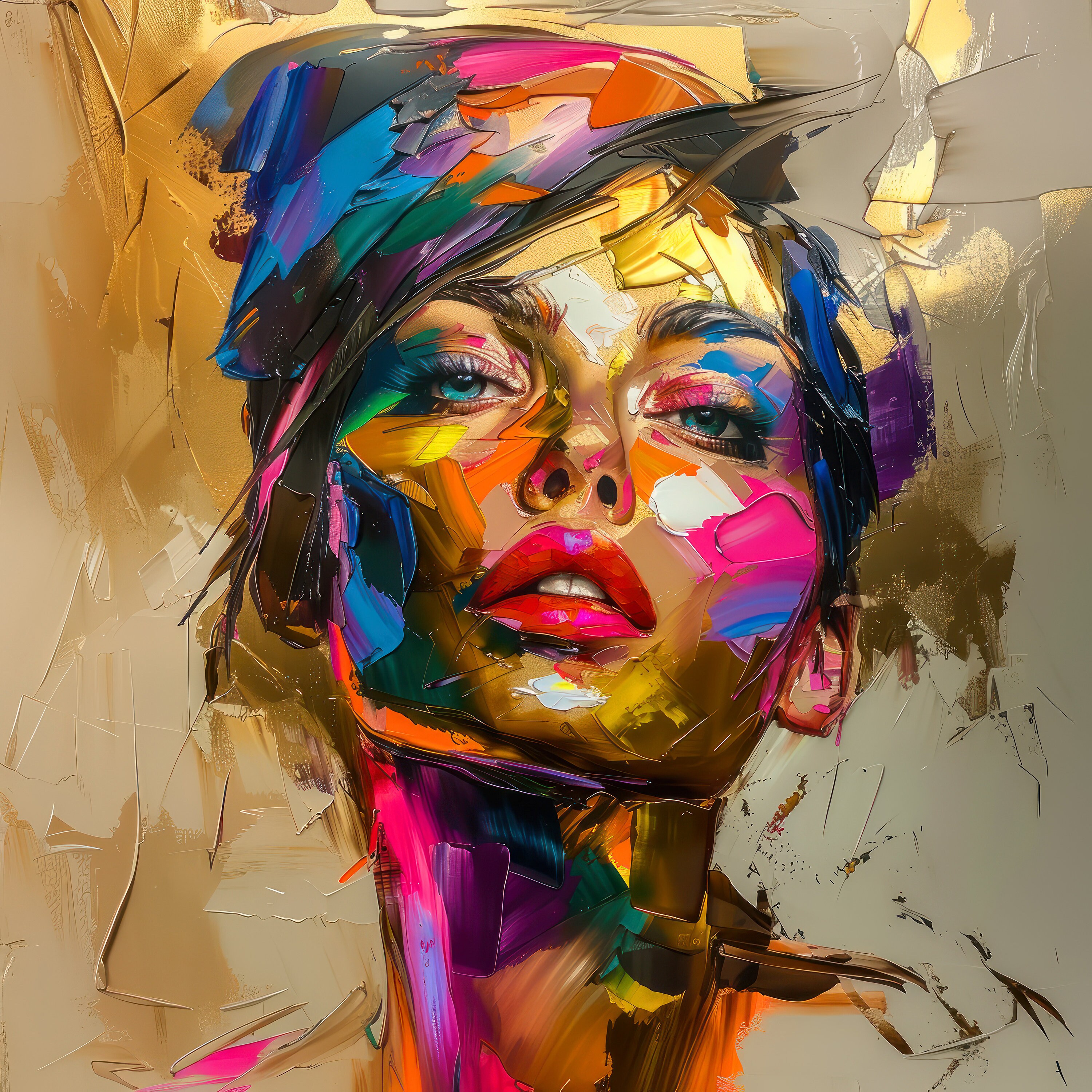 Woman Portrait Print Woman Face Printable Wall Art Painting Female Face ...