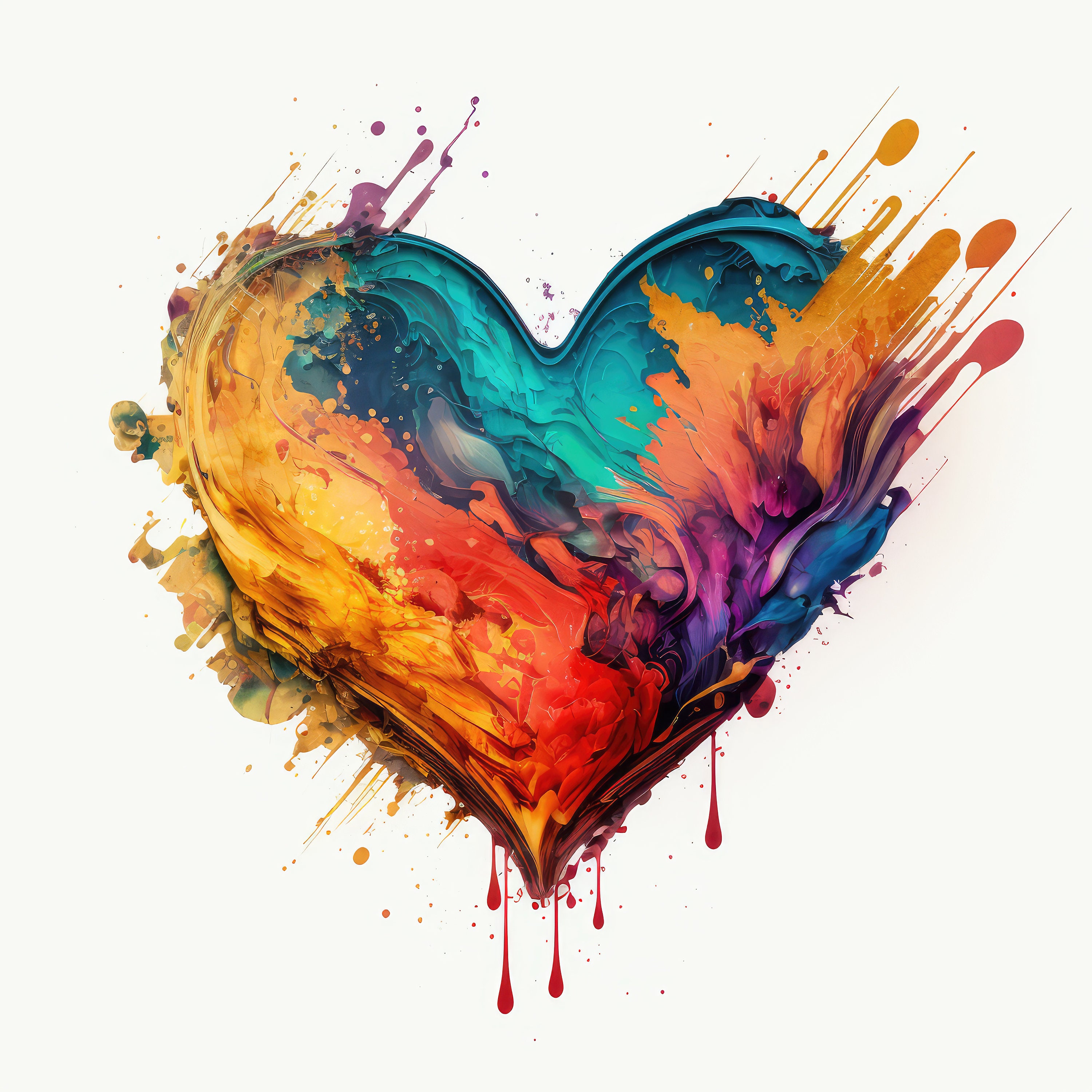 Heart Print Oil Paint Heart Printable Stylized Heart Wall Art Valentine ...