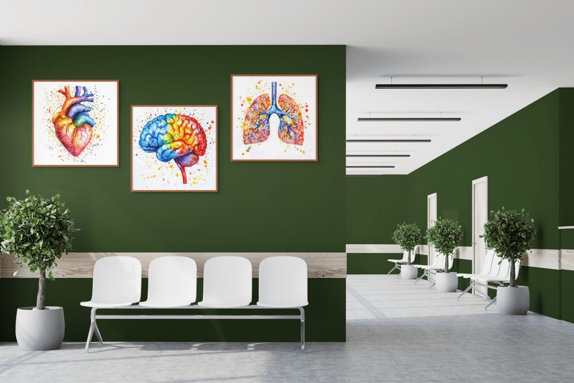 Human Heart Brain Lungs Print Anatomical Printable Anatomic Wall Art ...