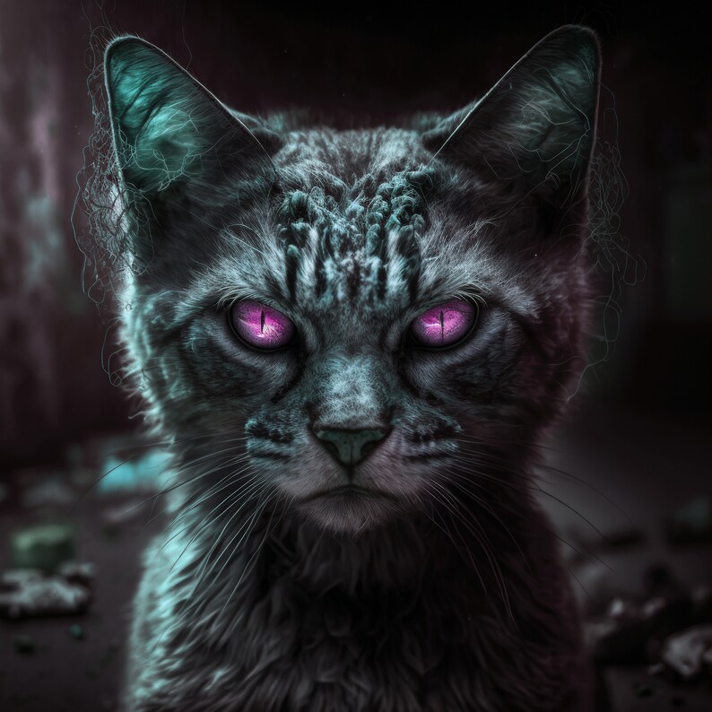 Halloween Cat Printable Angry Cat Print Scary Cat Portrait All Hallows ...